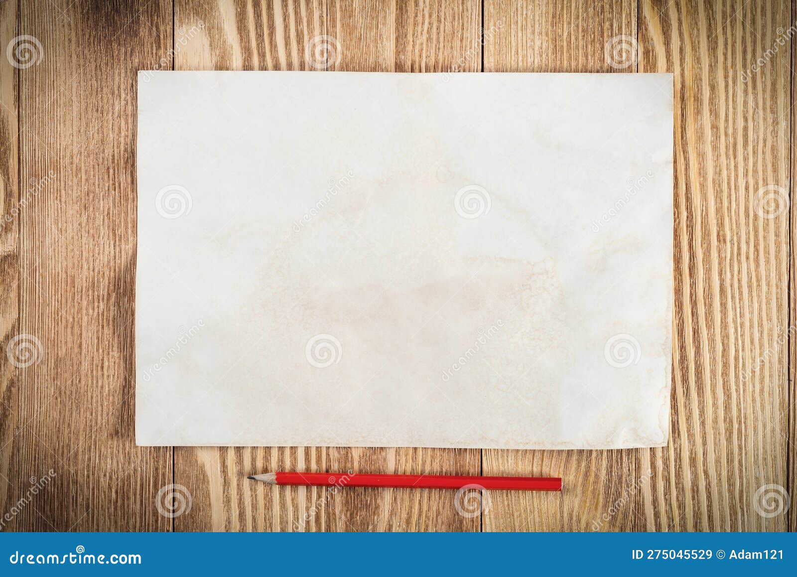 Sheet of Paper Lying on Wooden Table Stock Image - Image of ...