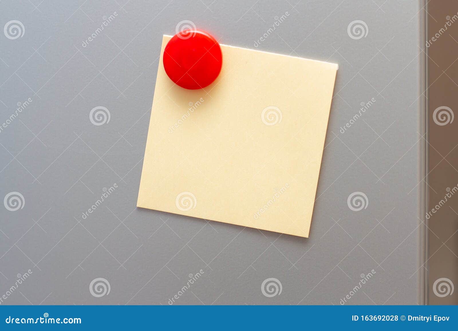 Sheet of Paper with Magnets on Fridge. Space for Text Stock Photo ...