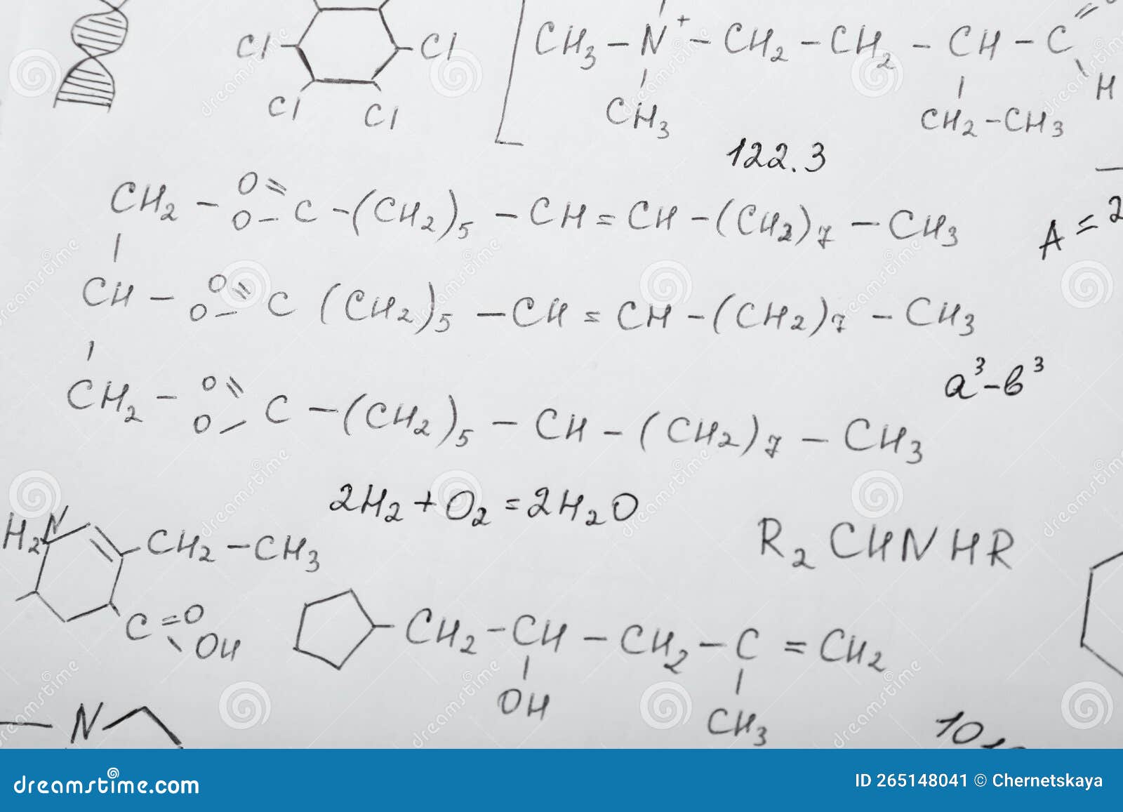 Sheet of Paper with Many Different Chemical Formulas Stock Image ...