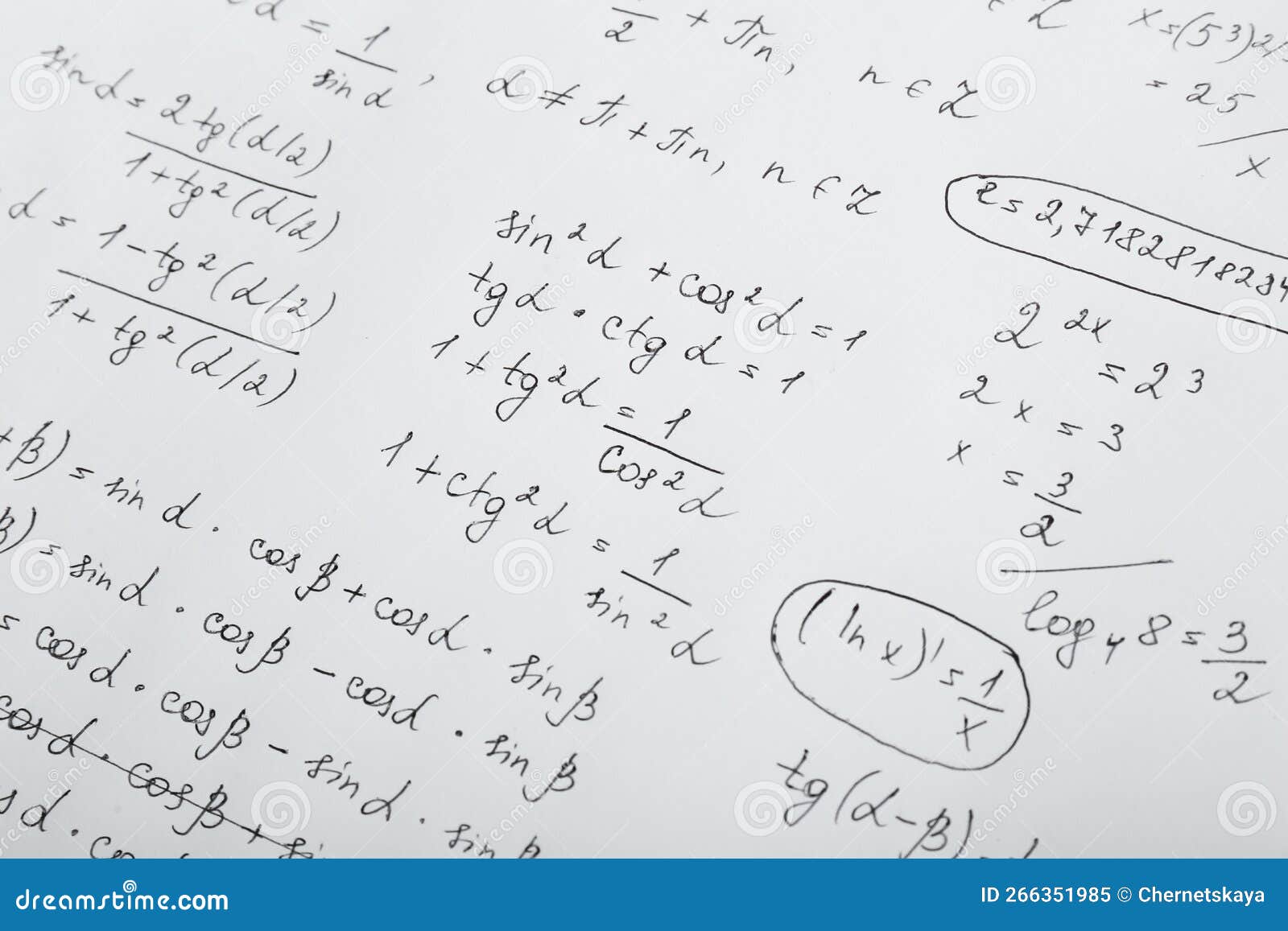 Sheet of Paper with Many Different Mathematical Formulas Stock Image ...