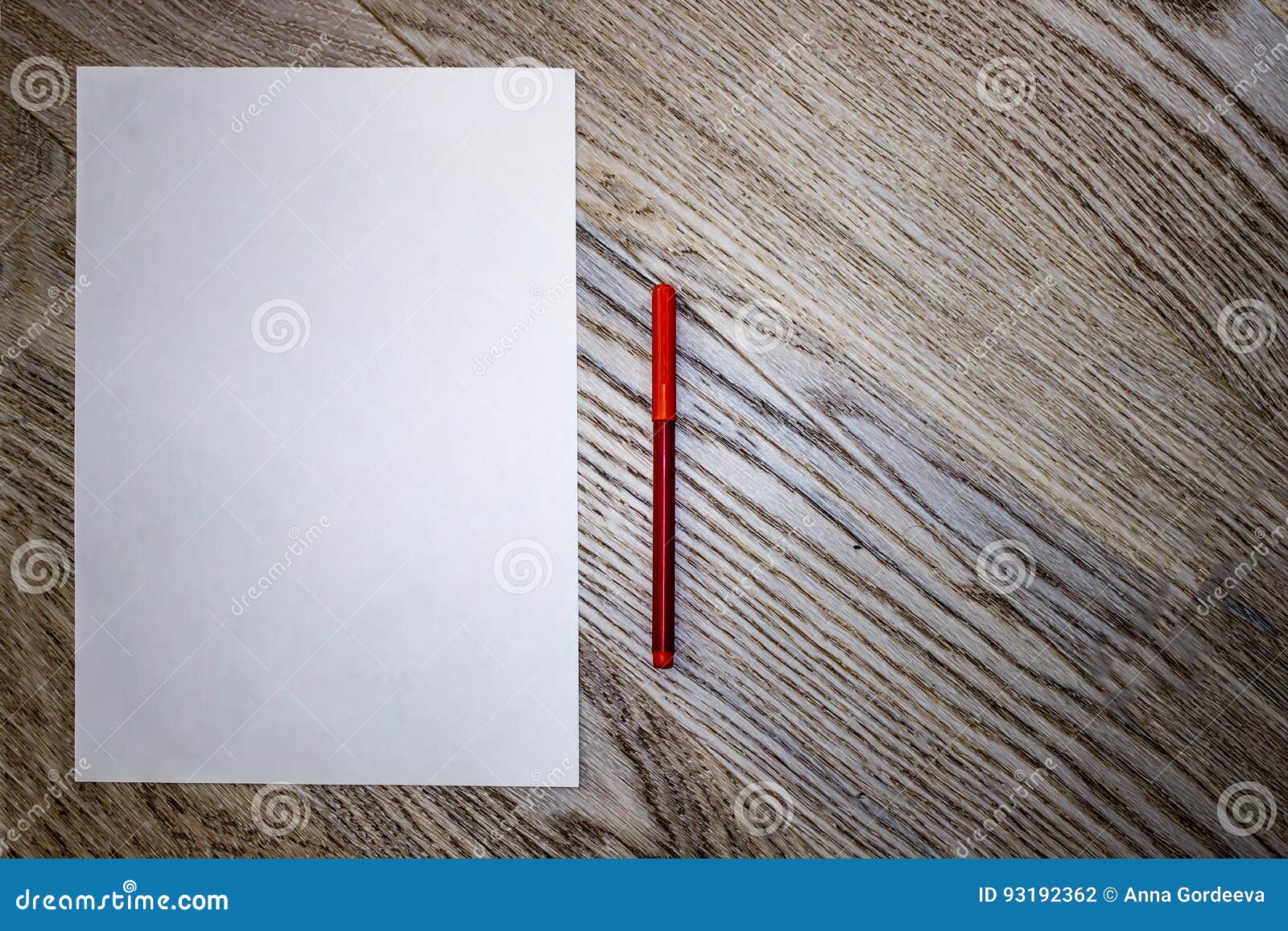 Sheet of Paper and Marker on the Table Stock Photo - Image of business ...