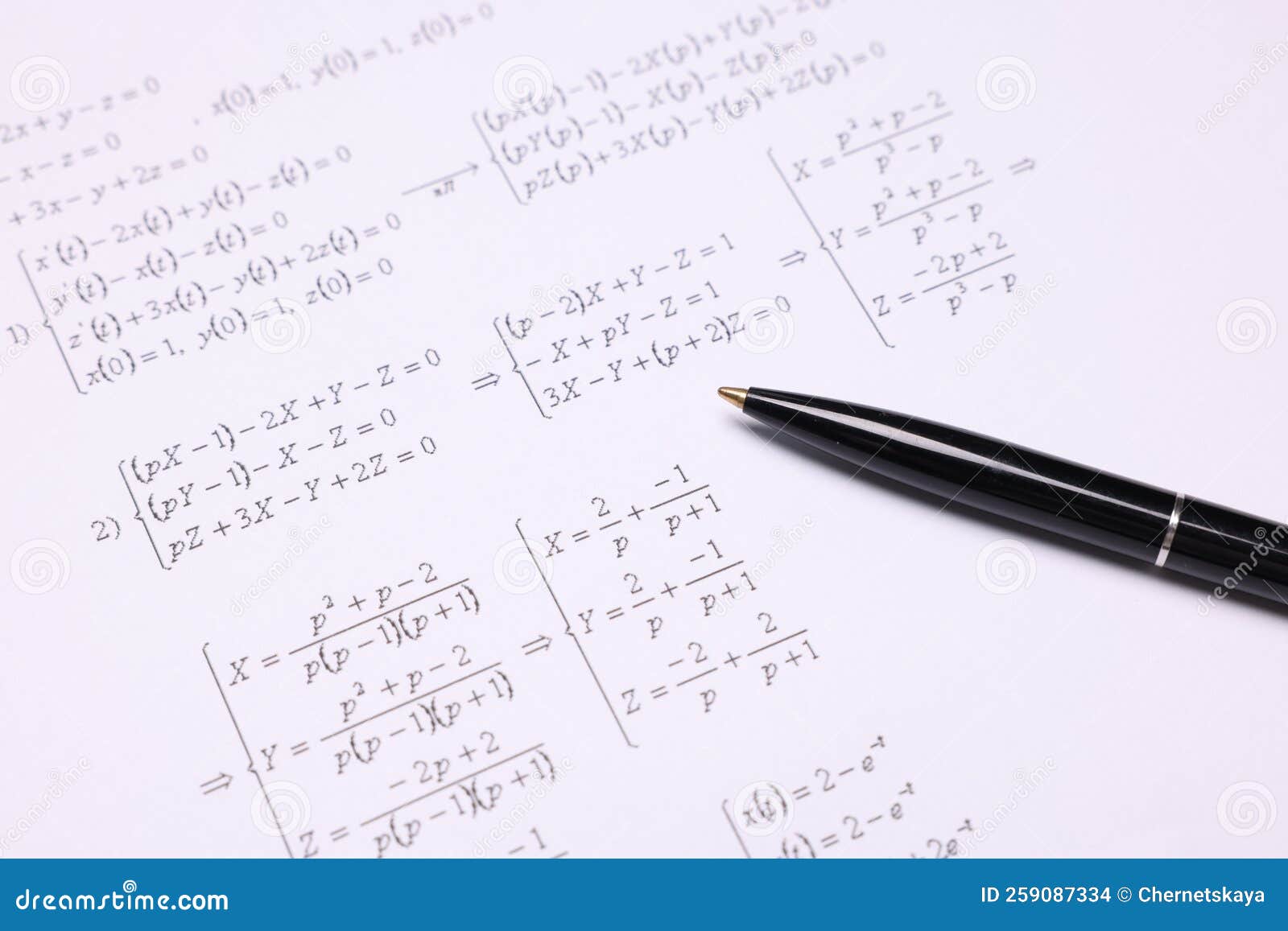 Sheet of Paper with Mathematical Formulas and Pen Stock Photo - Image ...