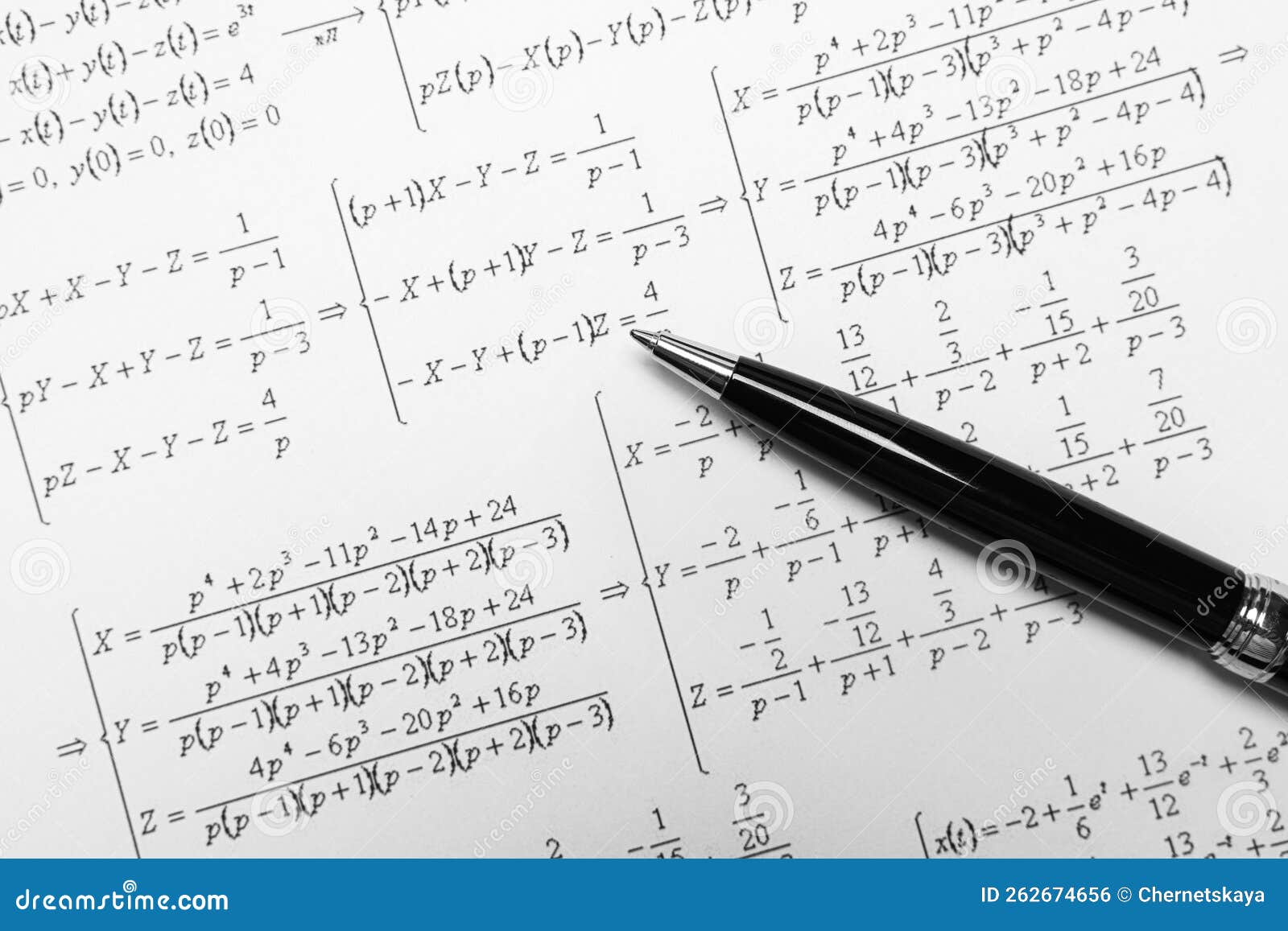 Sheet of Paper with Mathematical Formulas and Pen Stock Photo - Image ...