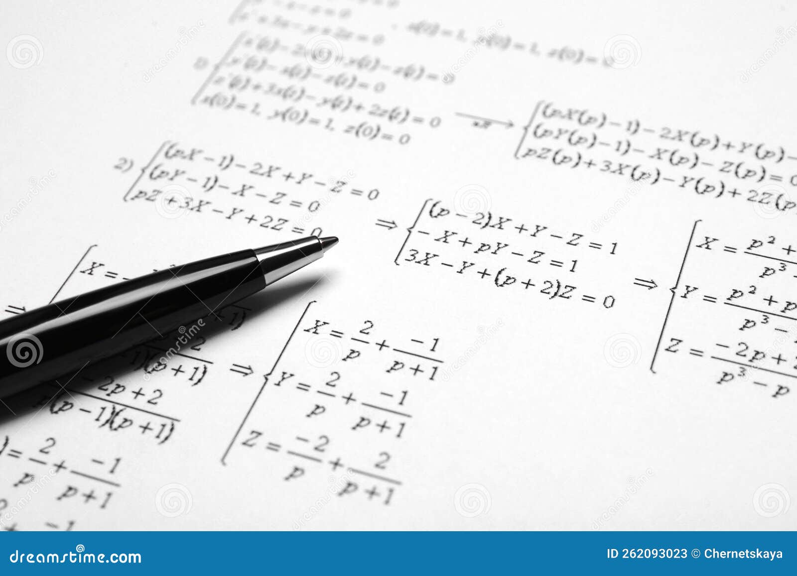 Sheet of Paper with Mathematical Formulas and Pen, Closeup Stock Image ...