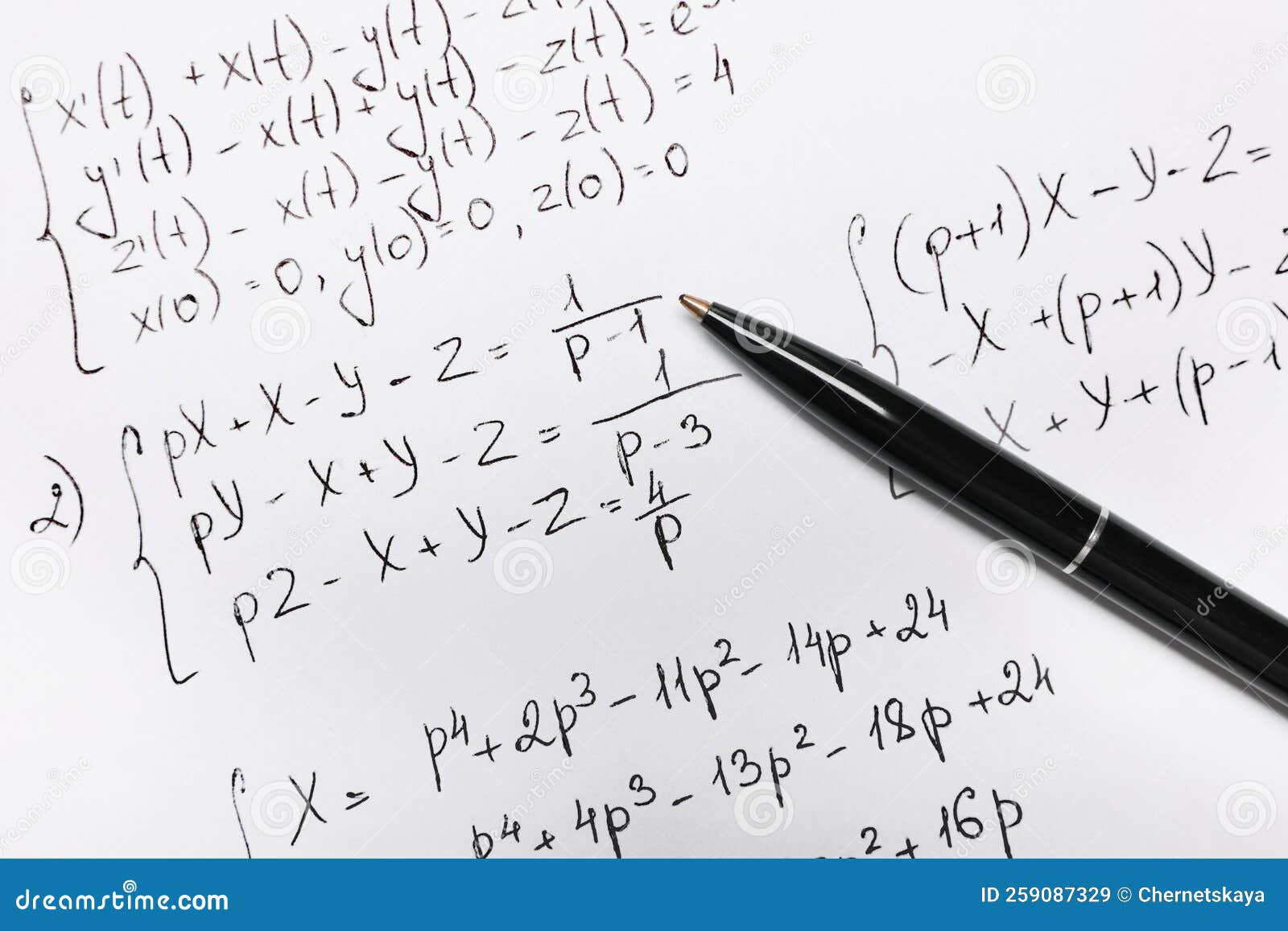Sheet of Paper with Mathematical Formulas and Pen, Top View Stock Image ...