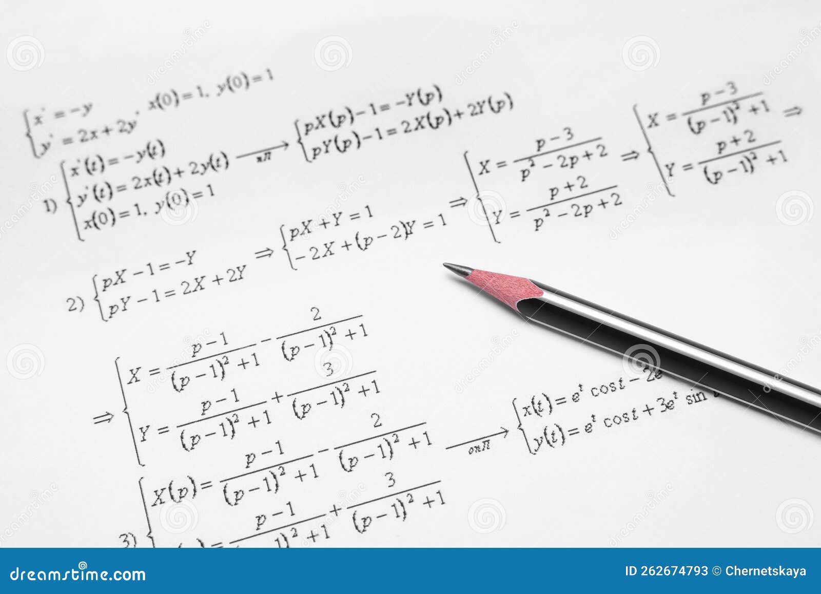 Sheet of Paper with Mathematical Formulas and Pencil, Closeup Stock ...