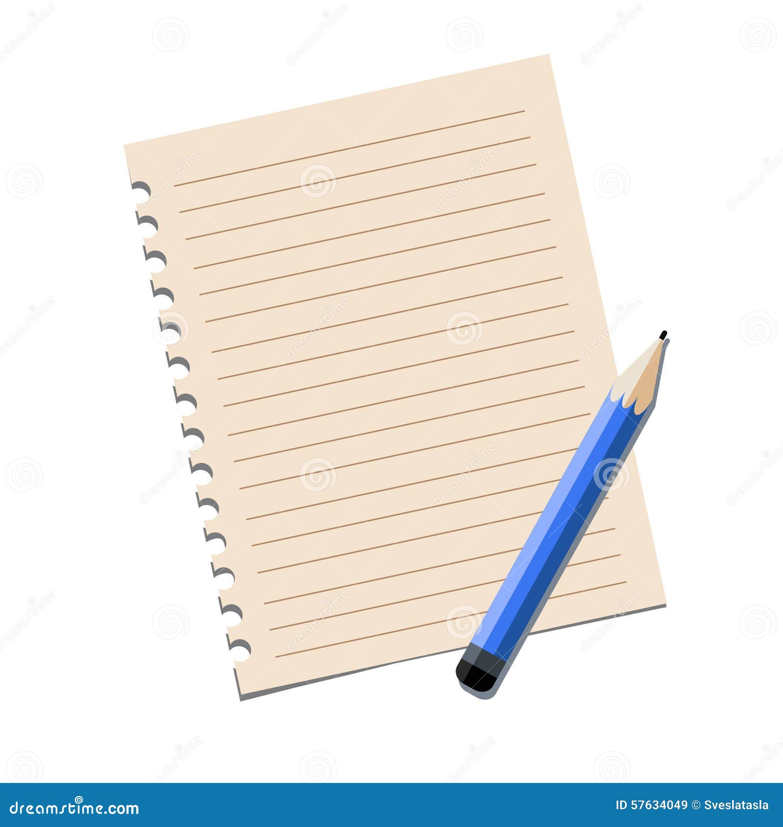 Sheet of paper and pen. stock illustration. Illustration of color ...