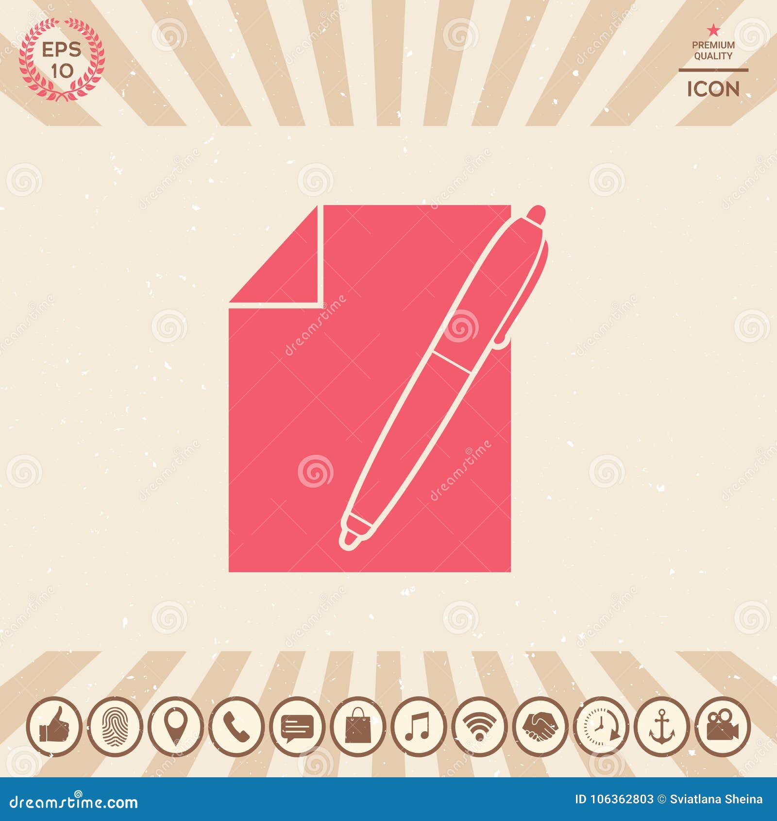 Sheet of Paper and Pen Symbol Icon Stock Vector - Illustration of ...