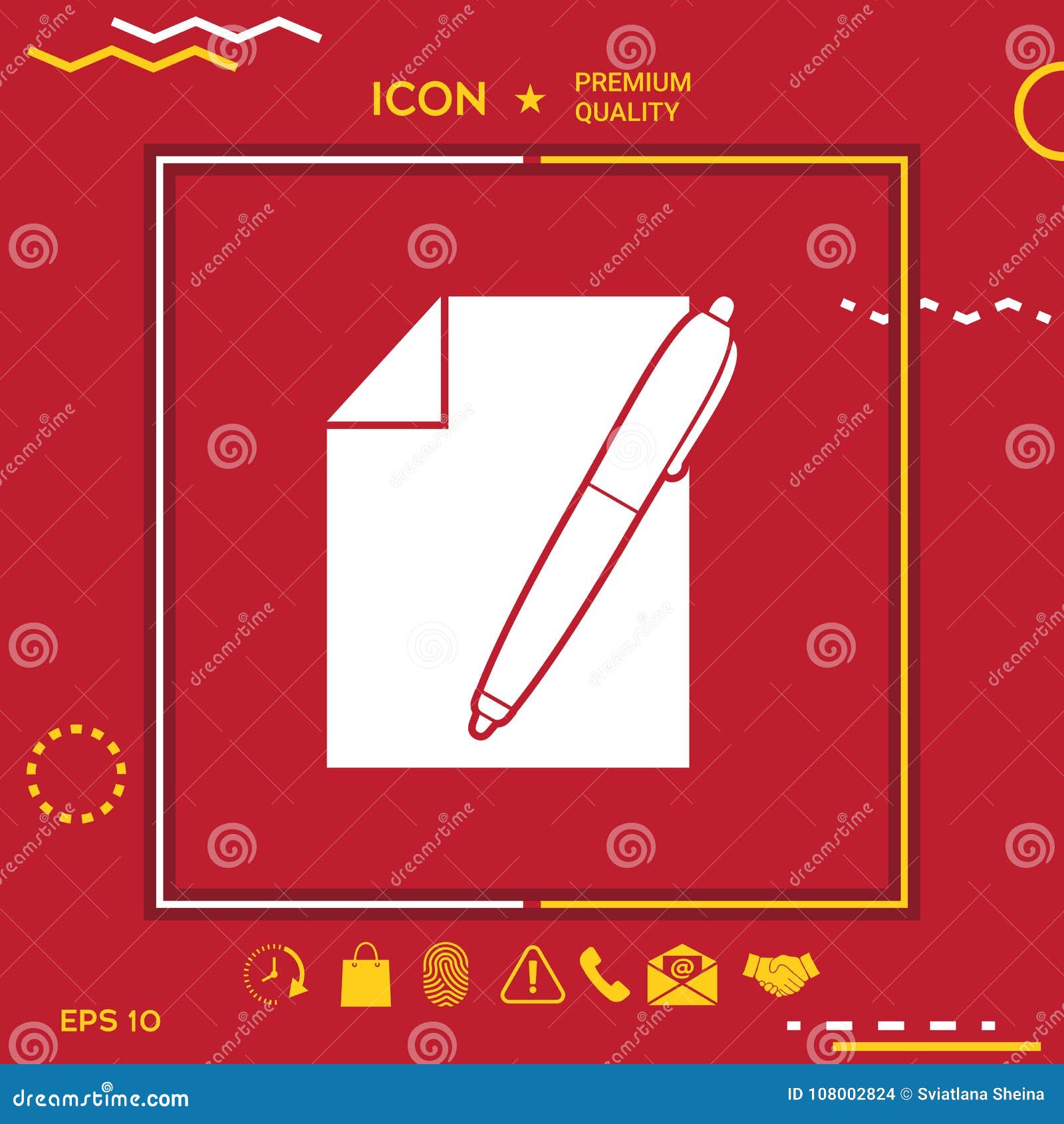 Sheet of Paper and Pen Symbol Icon Stock Vector - Illustration of ...