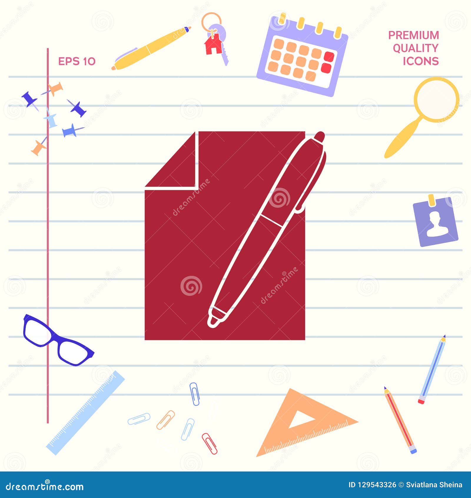 Sheet of Paper and Pen Symbol Icon . Graphic Elements for Your Design ...