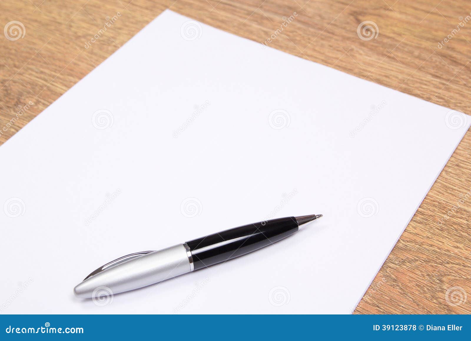 Sheet of Paper and Pen on Wooden Table Stock Photo - Image of business ...