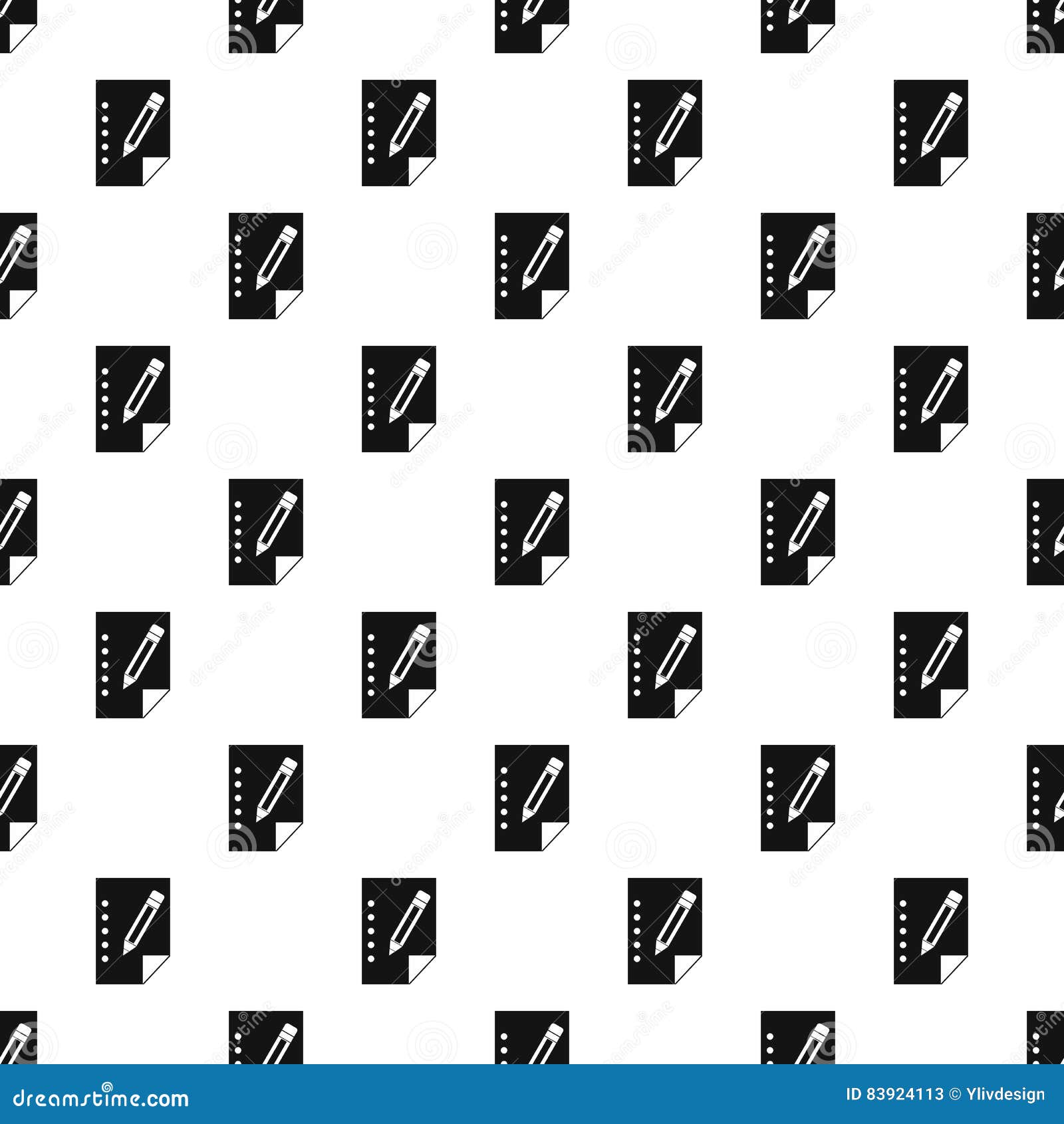 Sheet of Paper and Pencil Pattern, Simple Style Stock Vector ...