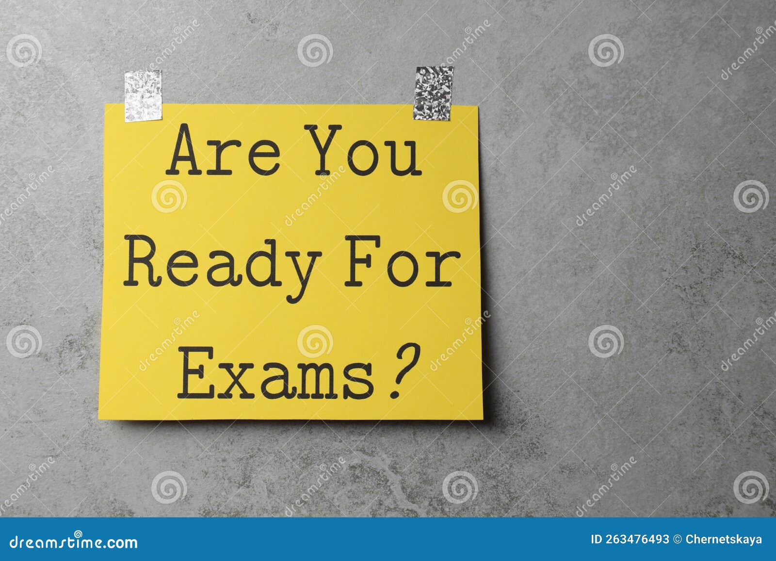 Sheet of Paper with Question are You Ready for Exams? on Grey Table ...