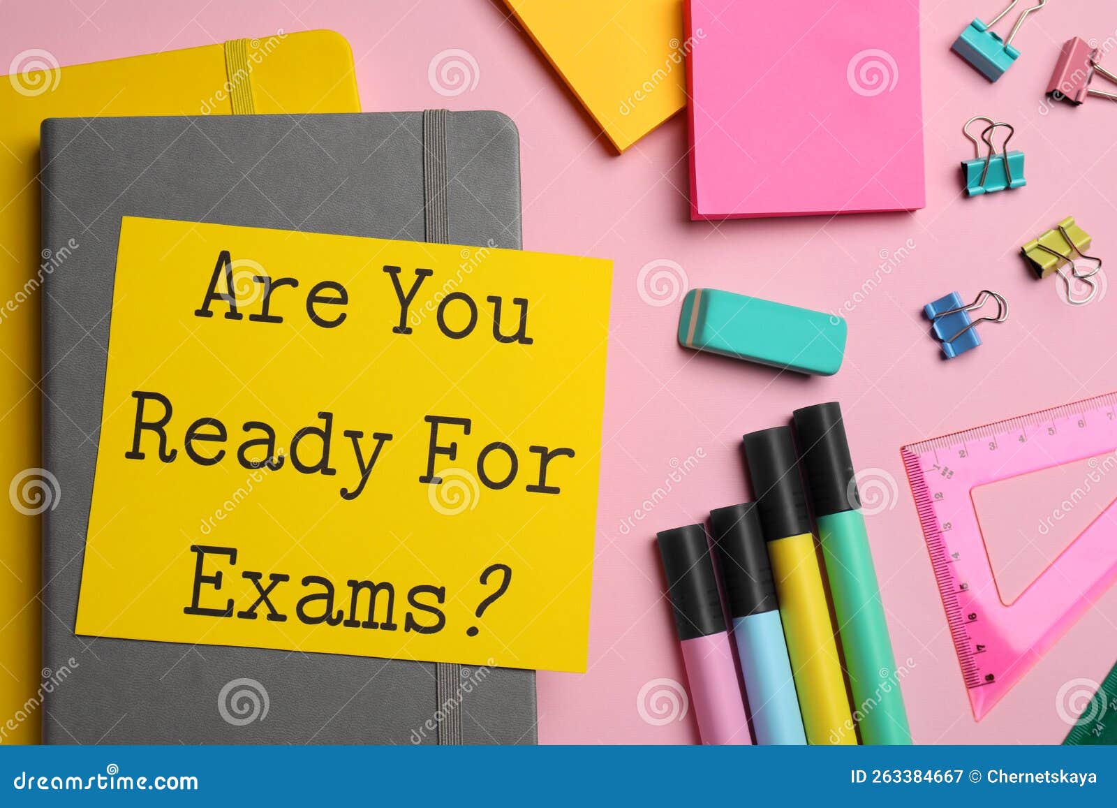Sheet of Paper with Question are You Ready for Exams? on Pink ...