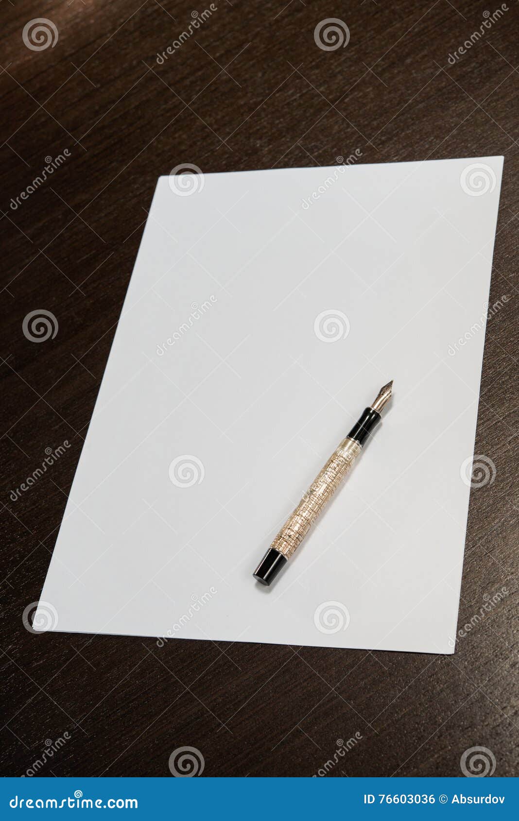 Sheet of Paper on the Table and a Fountain Pen Stock Photo - Image of ...