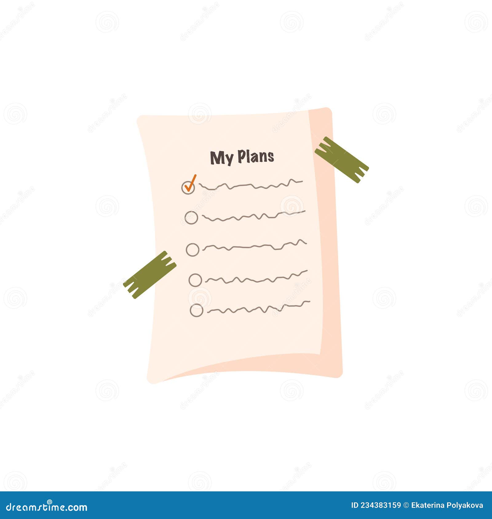 Sheet of Paper with To Do Items for the Day Stock Vector - Illustration ...