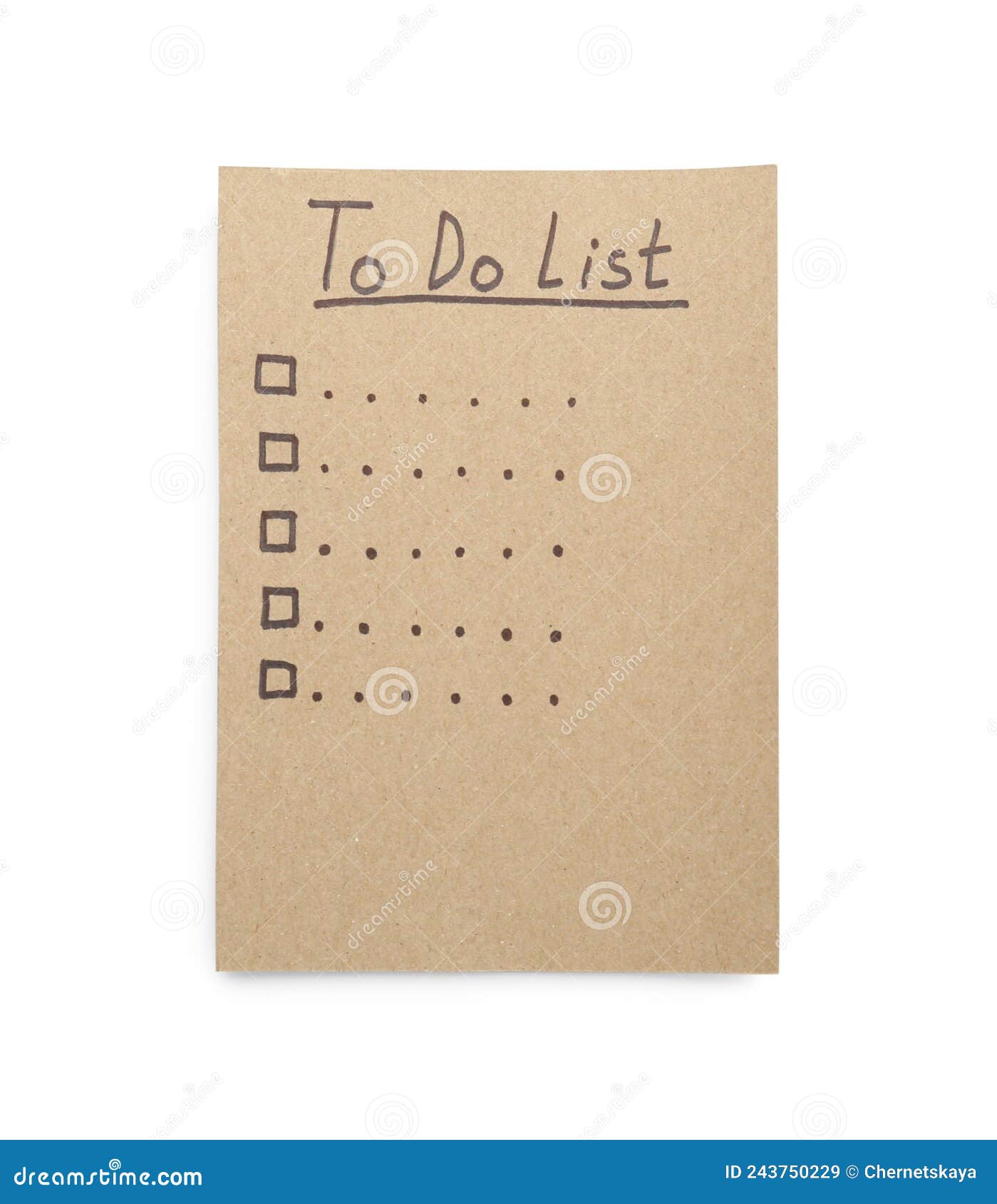 Sheet of Paper with Unfilled To Do List and Checkboxes on White ...