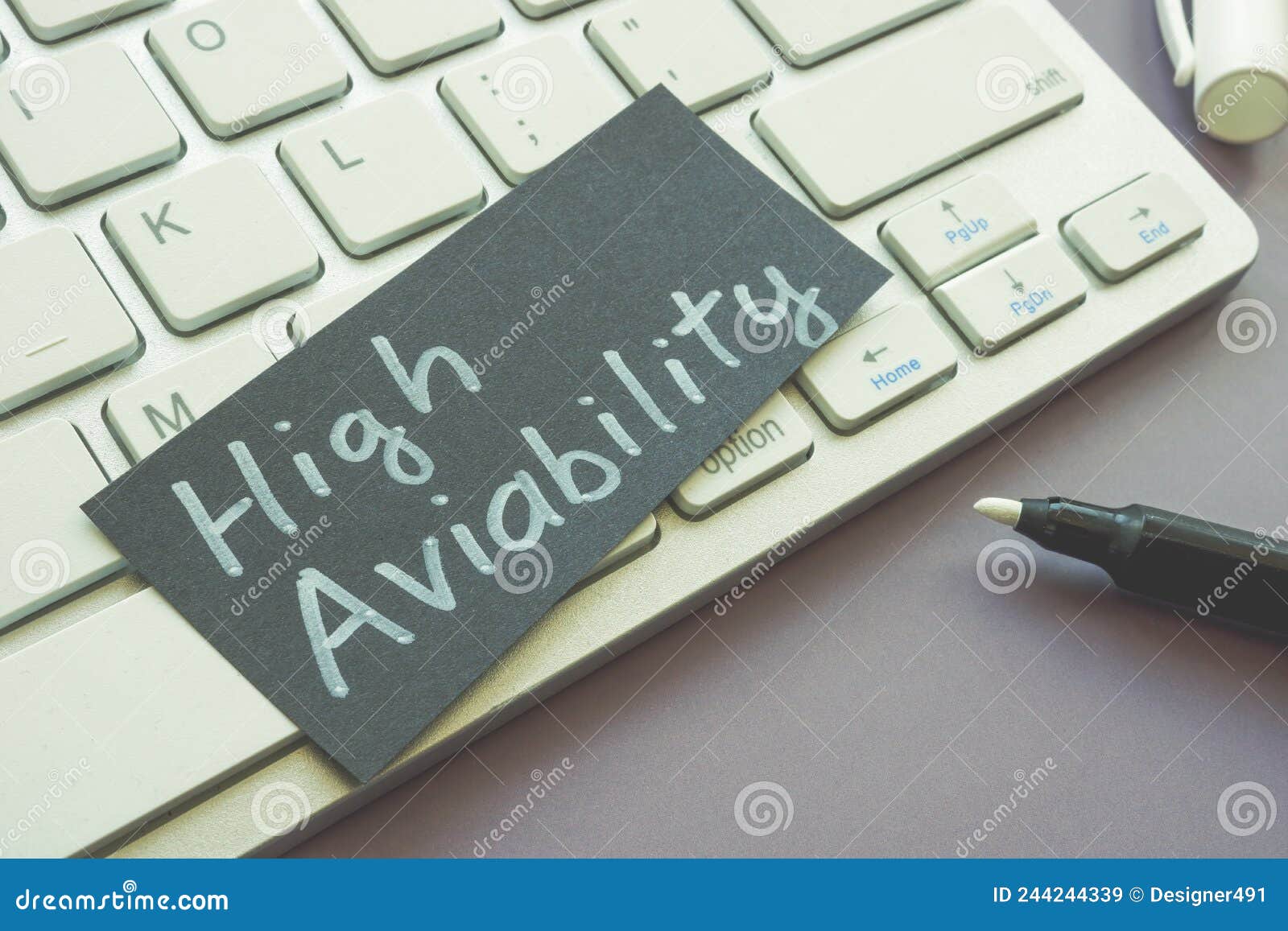 A Sheet of Paper with Words High Availability Lies on the Keyboard ...