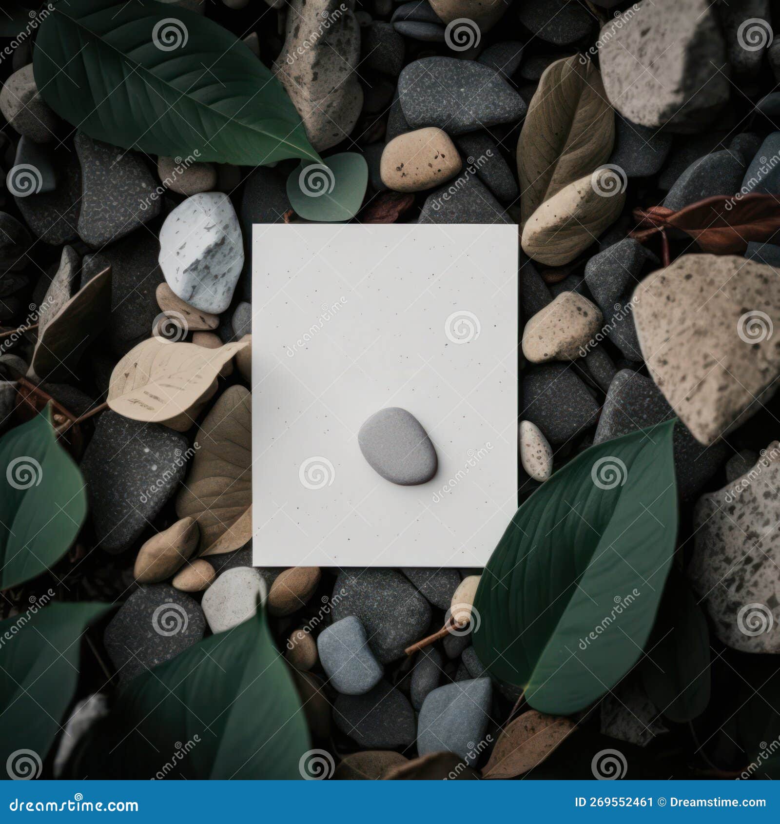 Sheet Of Papper Background Mockup, Tiny Pebble Nestled Among A Pile Of ...