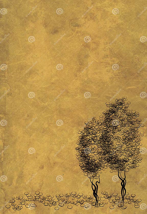 Sheet Parchment with Figure of Trees Stock Illustration - Illustration ...