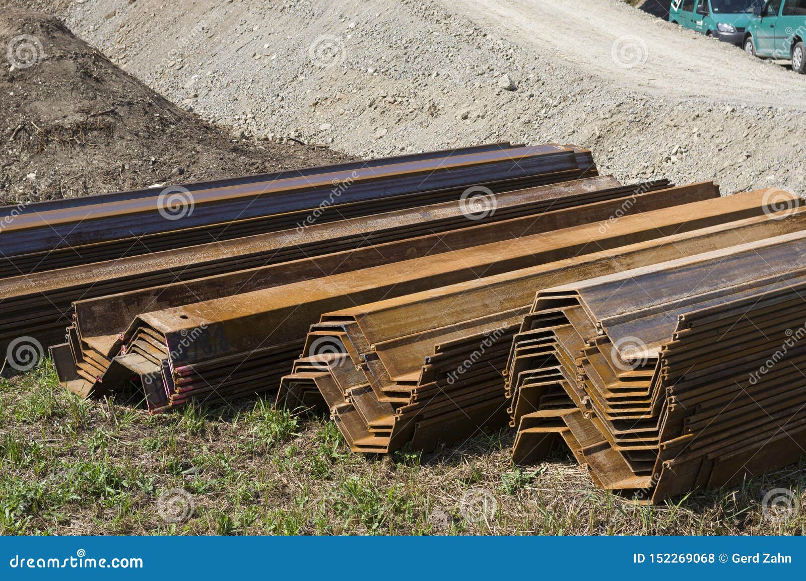 Sheet Pile Elements Stacked and Assembled in Pairs at a Bridge ...