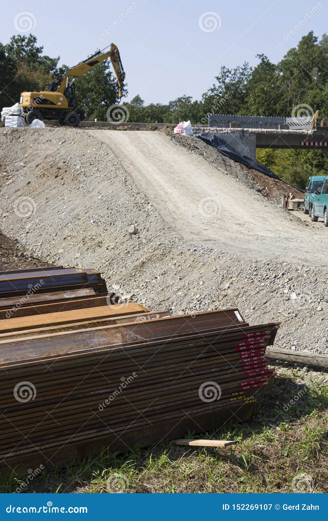 Sheet Pile Elements Stacked and Assembled in Pairs at a Bridge ...