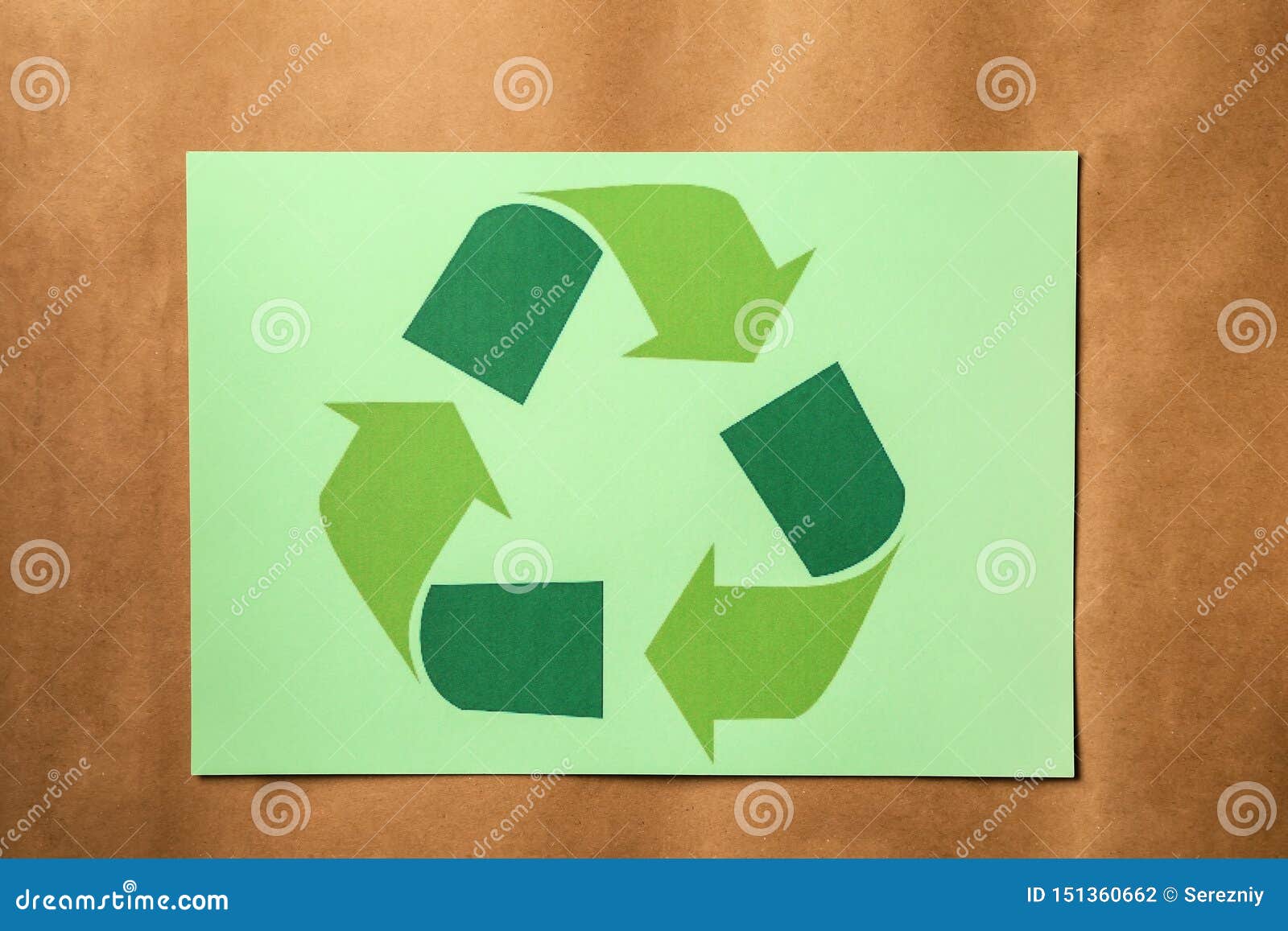 Sheet with Recycling Symbol on Brown Paper Stock Photo - Image of care ...