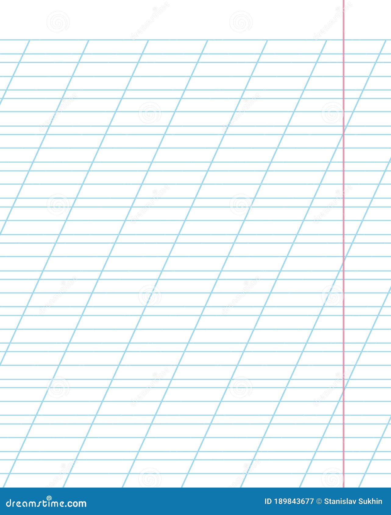 A Sheet of School Notebook in a Ruler with a Slanting Line. School ...