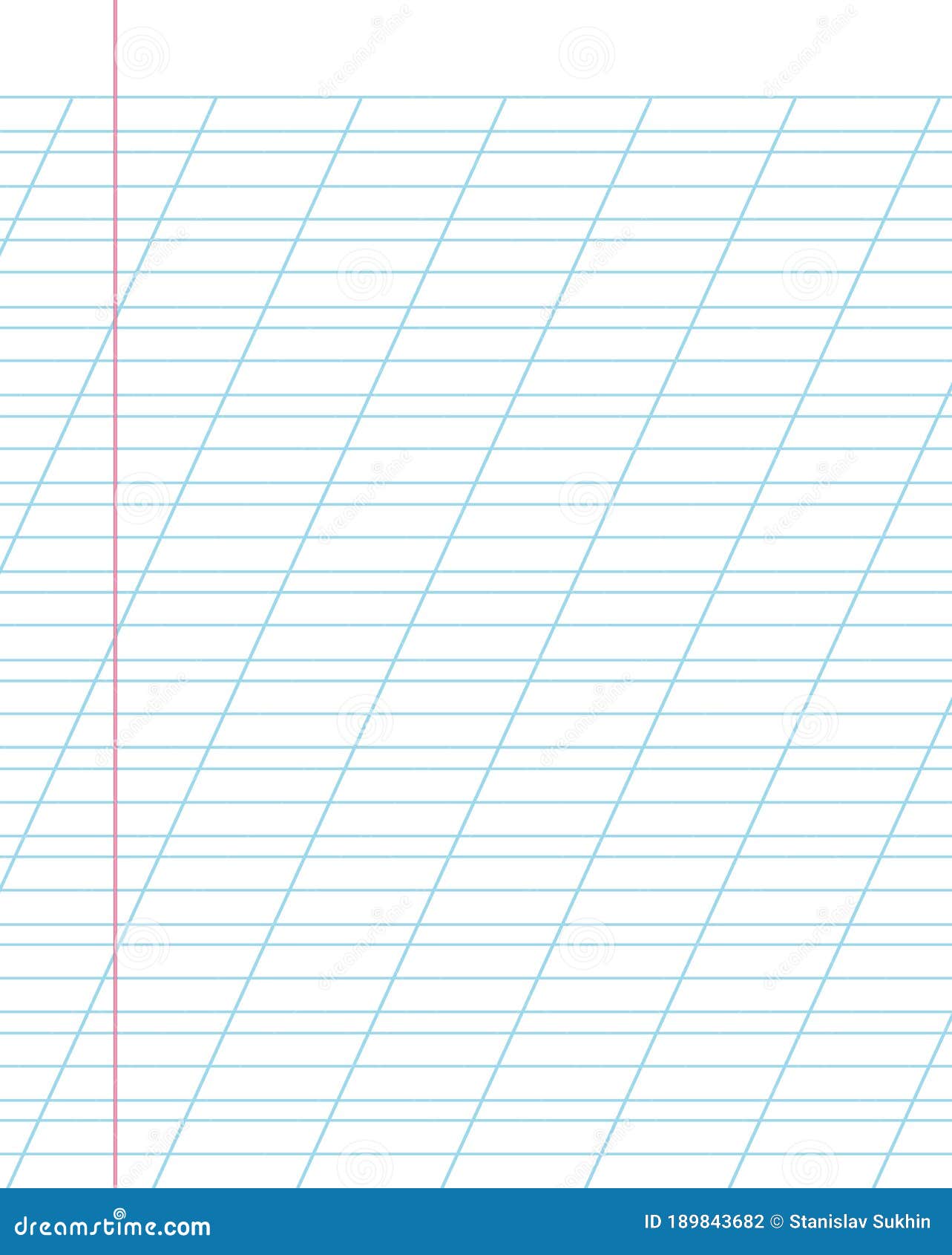 A Sheet of School Notebook in a Ruler with a Slanting Line. School ...