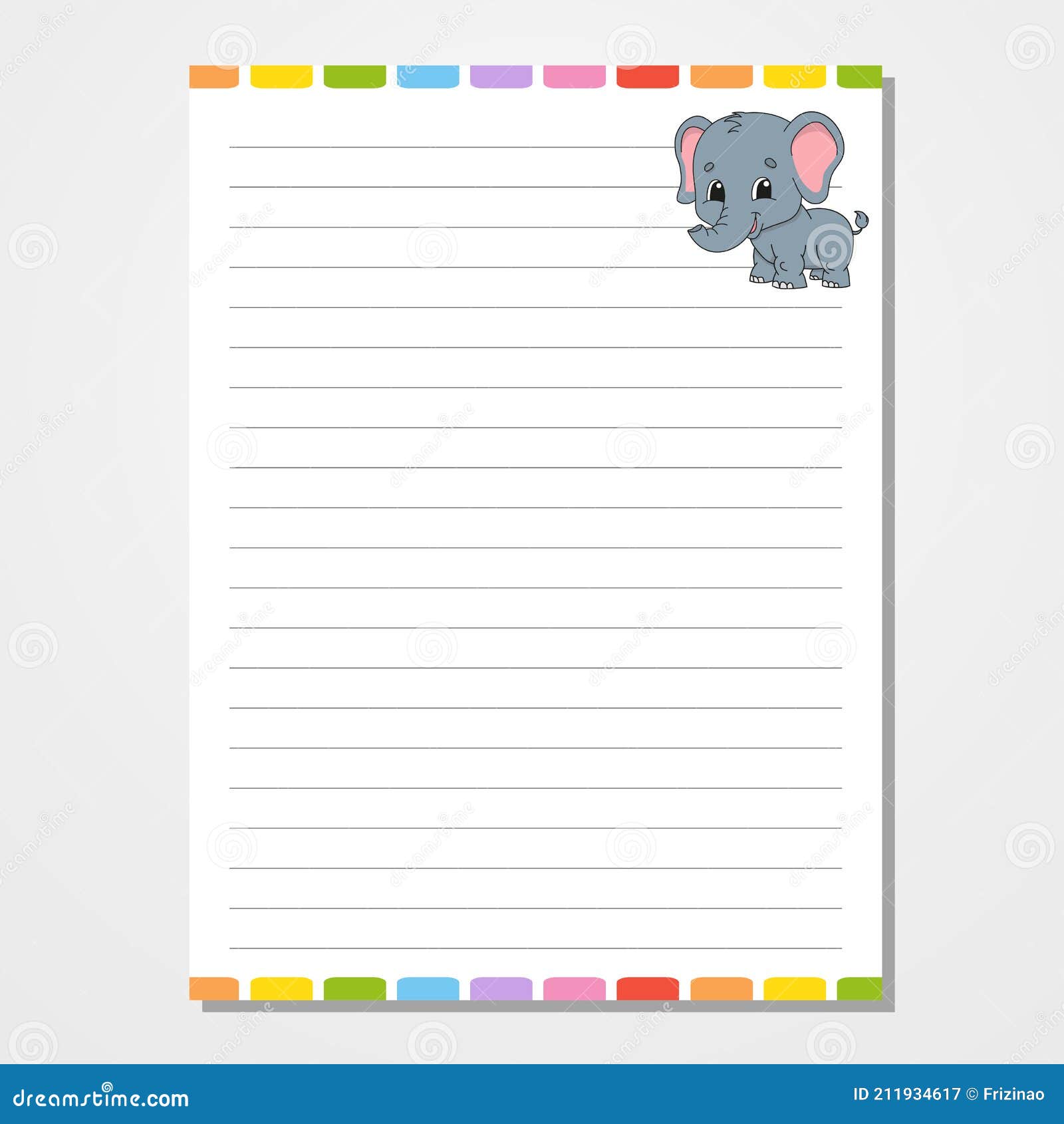 Sheet Template for Notebook, Notepad, Diary. Lined Paper. Cute ...