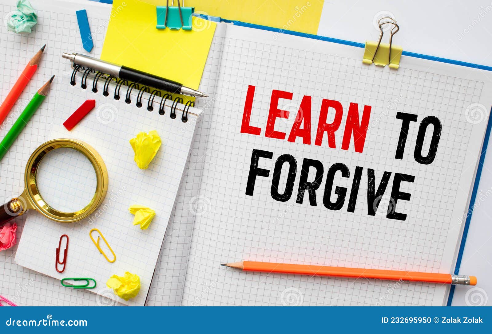 Sheet with Text Message Learn To Forgive Stock Photo - Image of ...