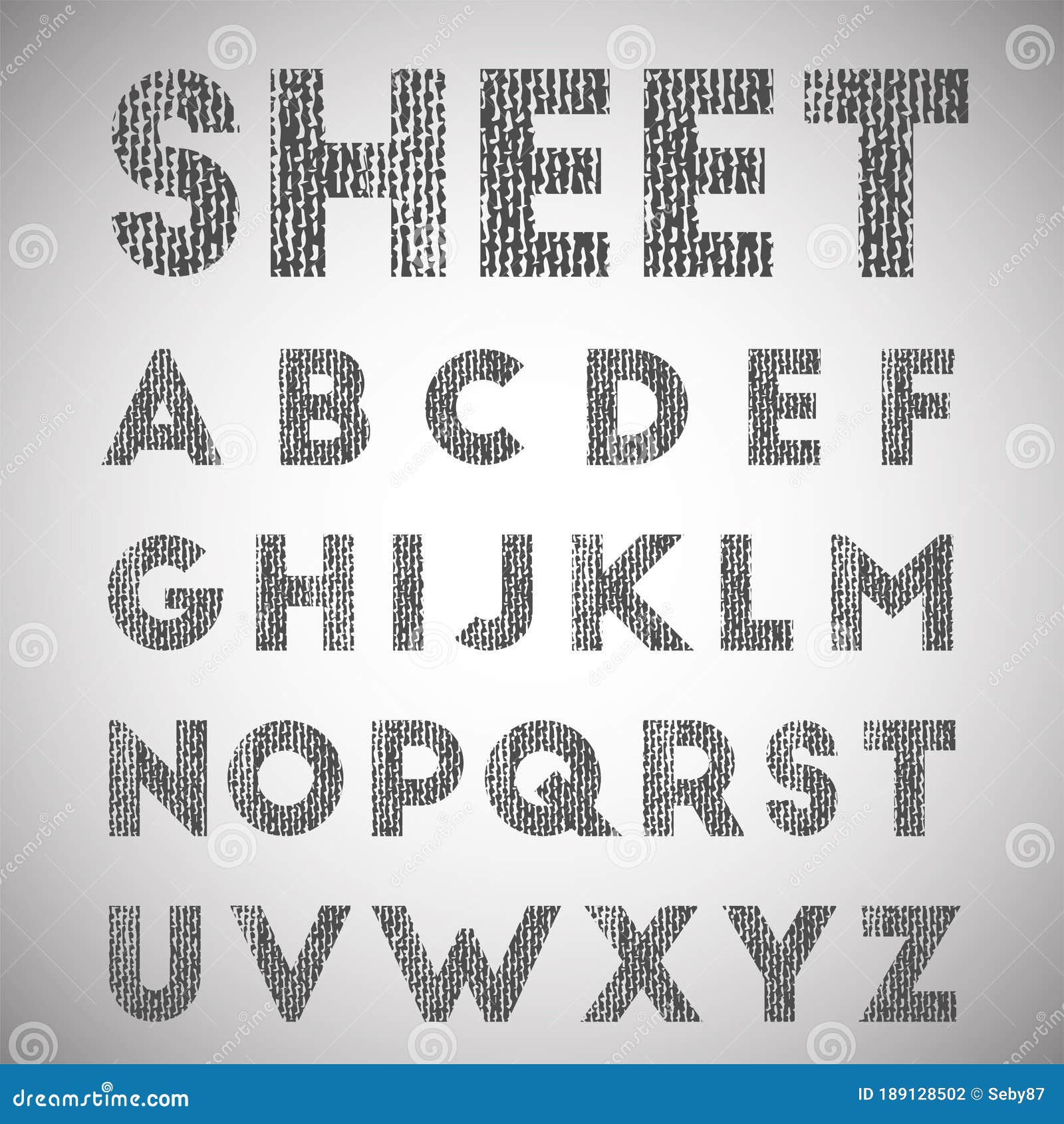 Sheet, Texturized Font, Vector Stock Vector - Illustration of language ...