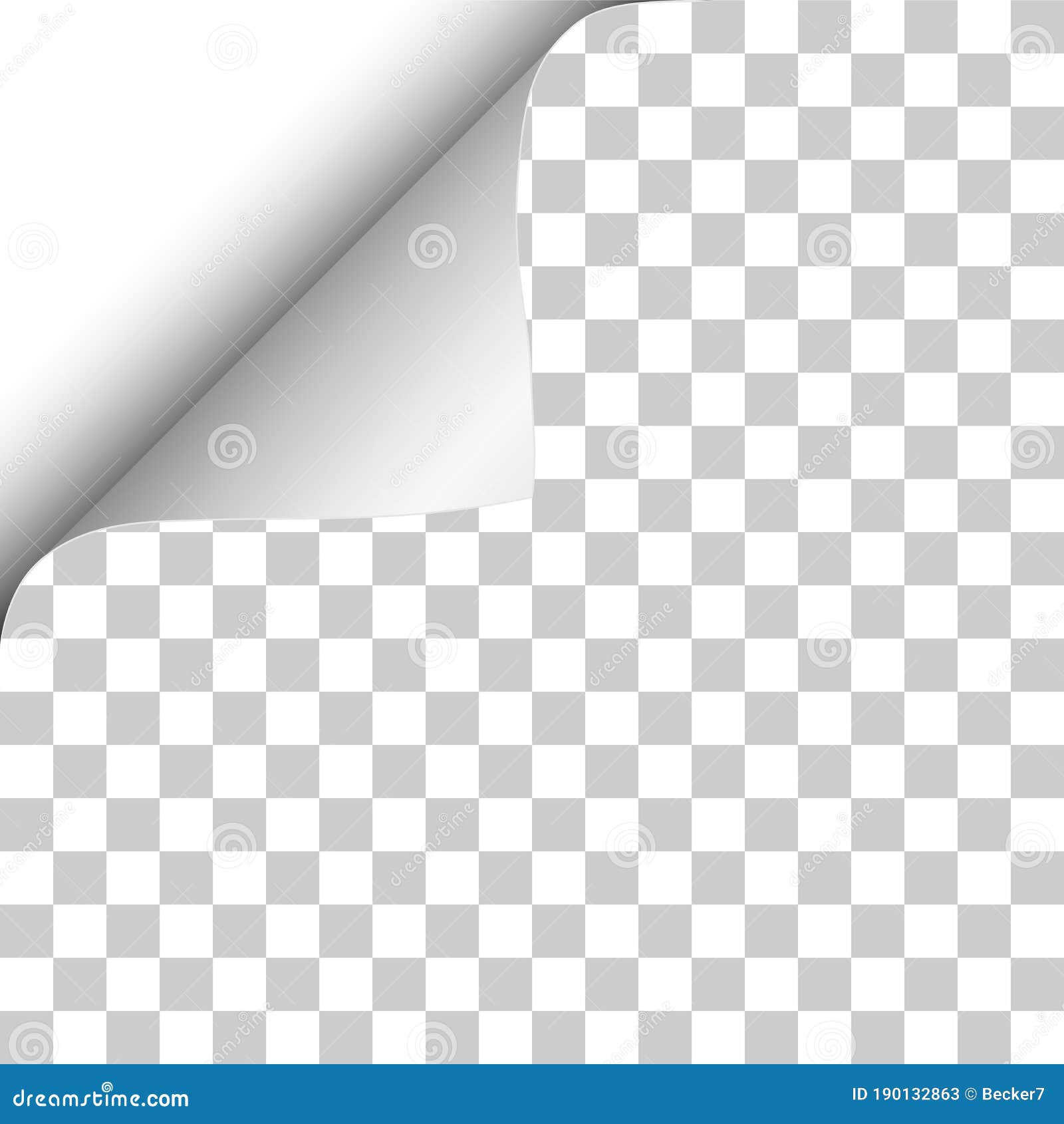 Sheet of Transparent Paper with Curled Upper Left Corner. Template ...