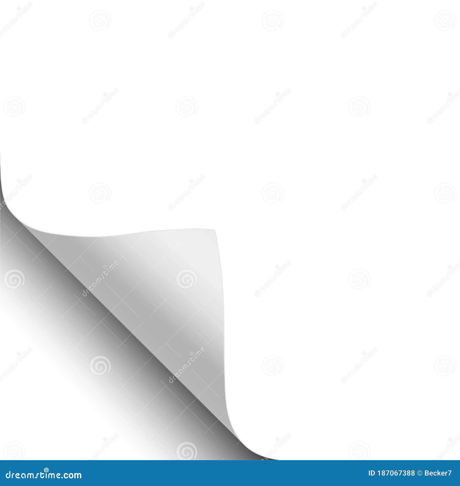 Sheet of White Paper with Curled Left Lower Corner. Template Paper ...