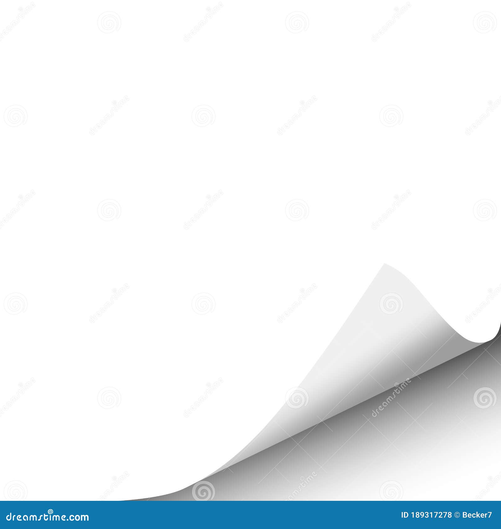 Sheet of White Paper with Curled Right Corner from the Bottom. Template ...