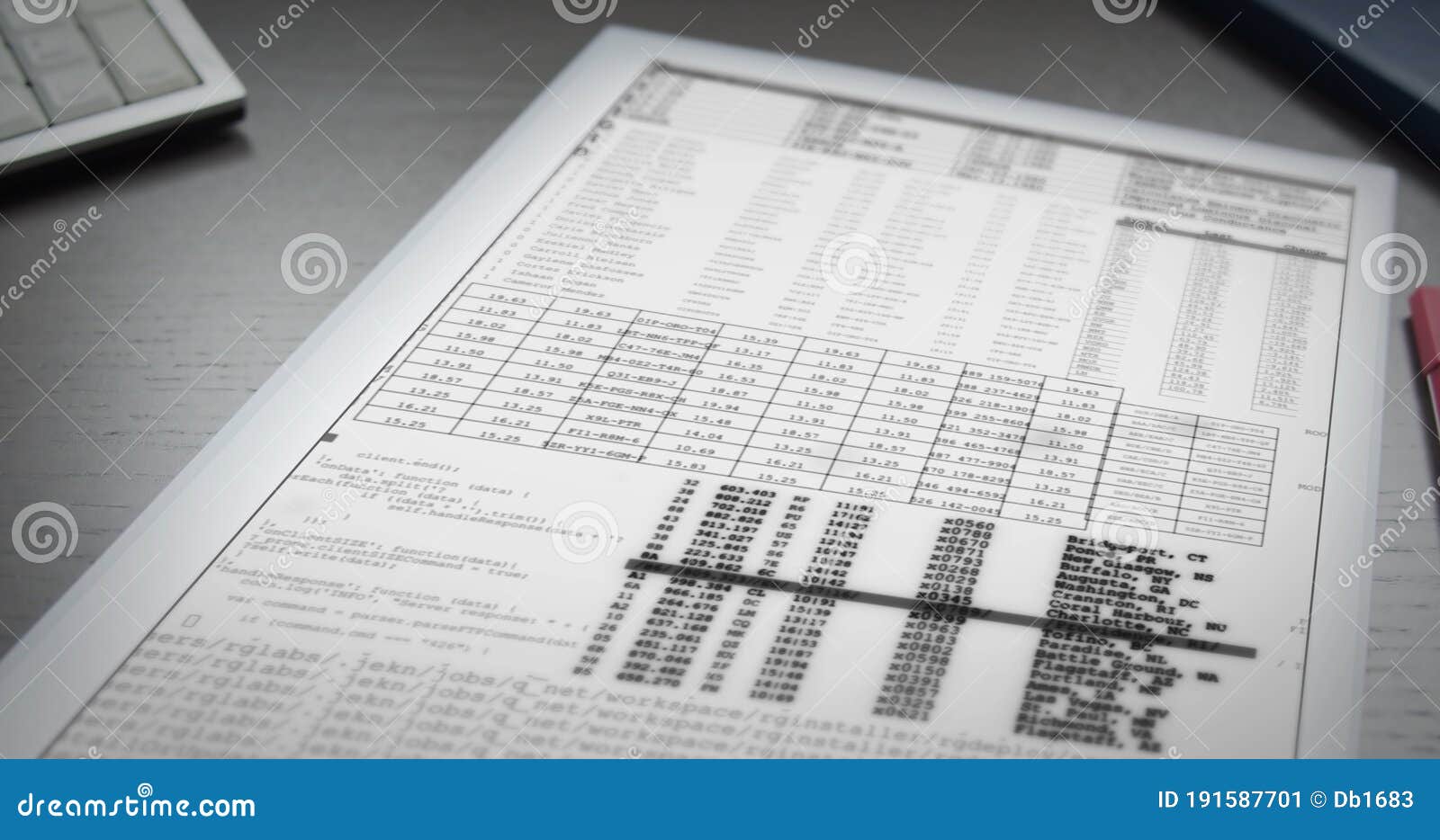 Sheet of White Paper with Digital Numbers and Code Lies on Table Stock ...