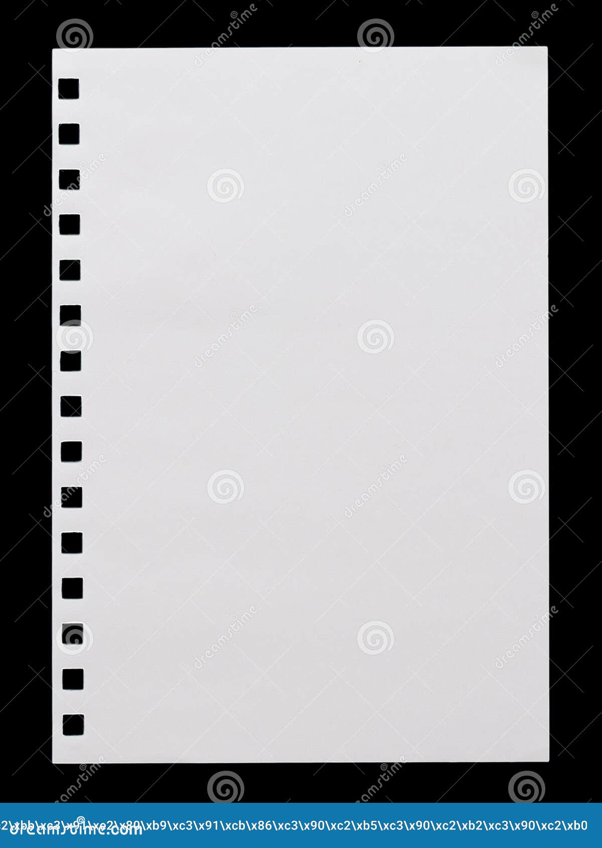 A Sheet of White Paper with a Perforation from a Notebook, Isolated on ...