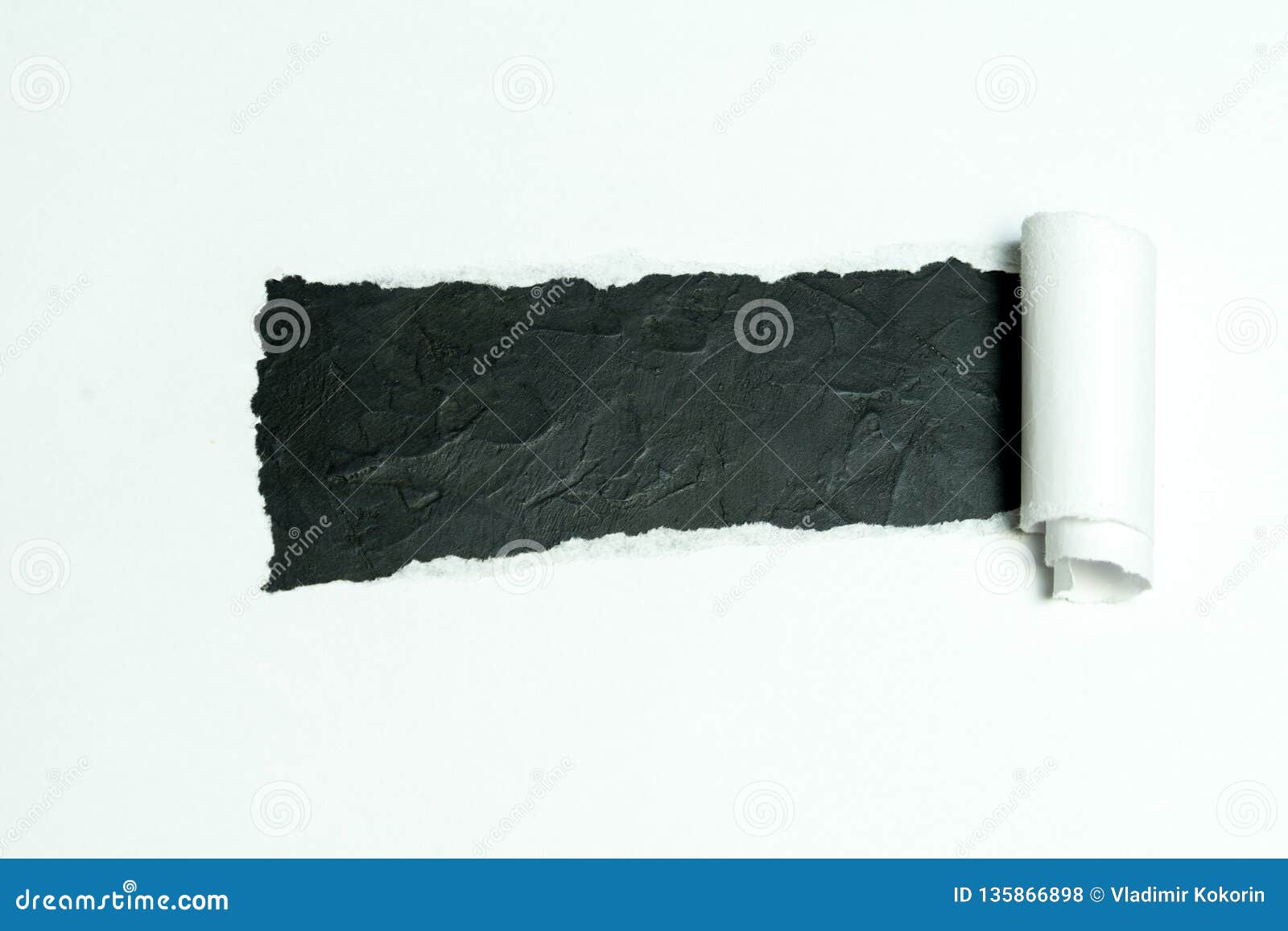 A Sheet of White Paper Torn in the Middle. a Piece of Paper Wrapped ...