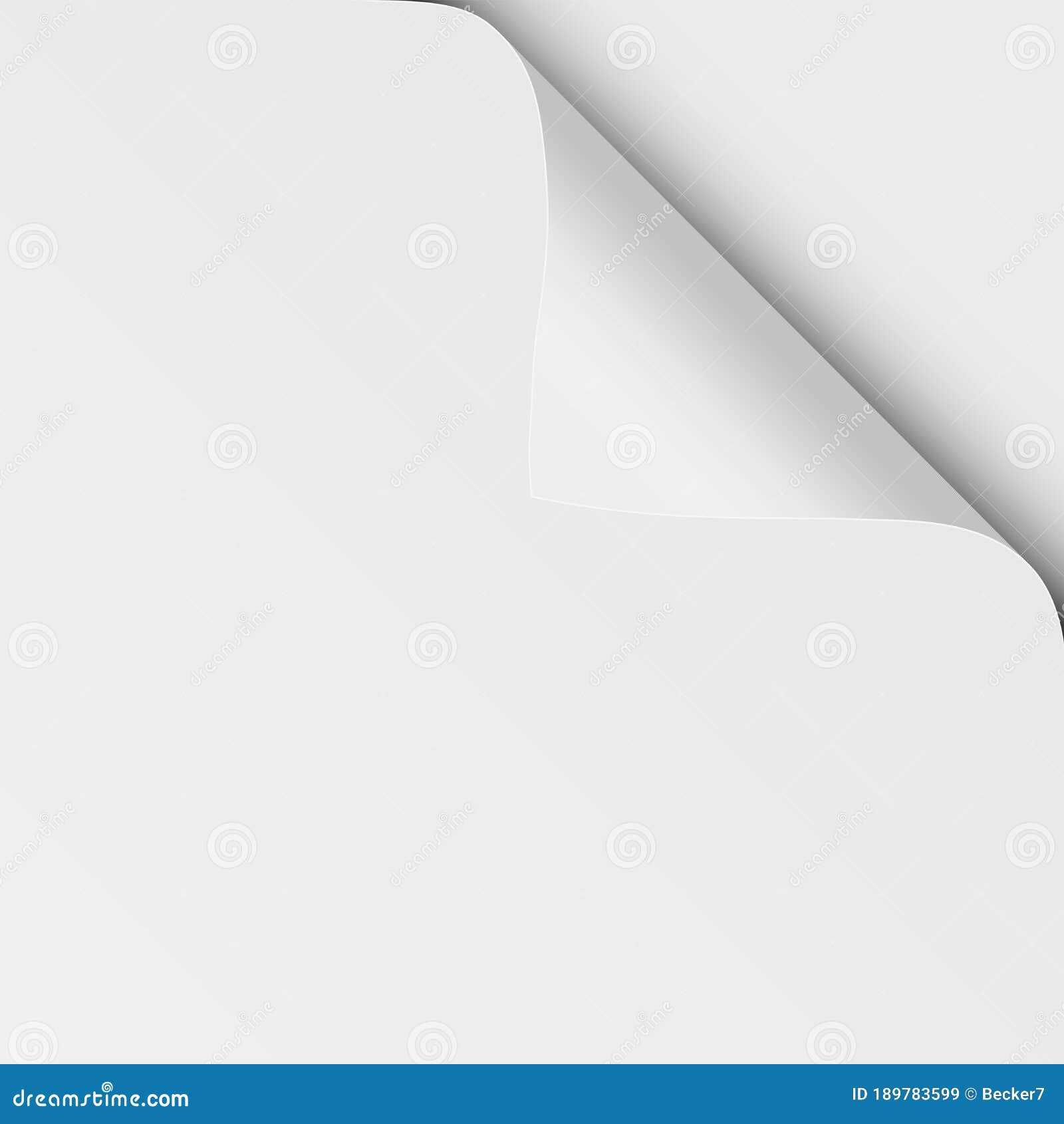 Sheet of White Paper with Twisted Upper Right Corner and Soft Shadow ...