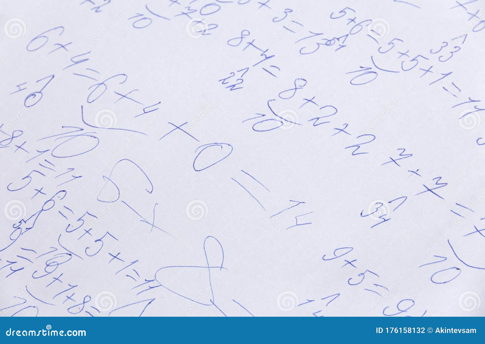 A Sheet with Written Numbers and Solutions To Math Examples Stock Photo ...