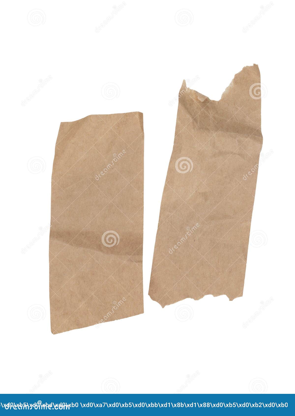 Sheets of Brown Paper with Torn Edges, Highlighted on a White ...