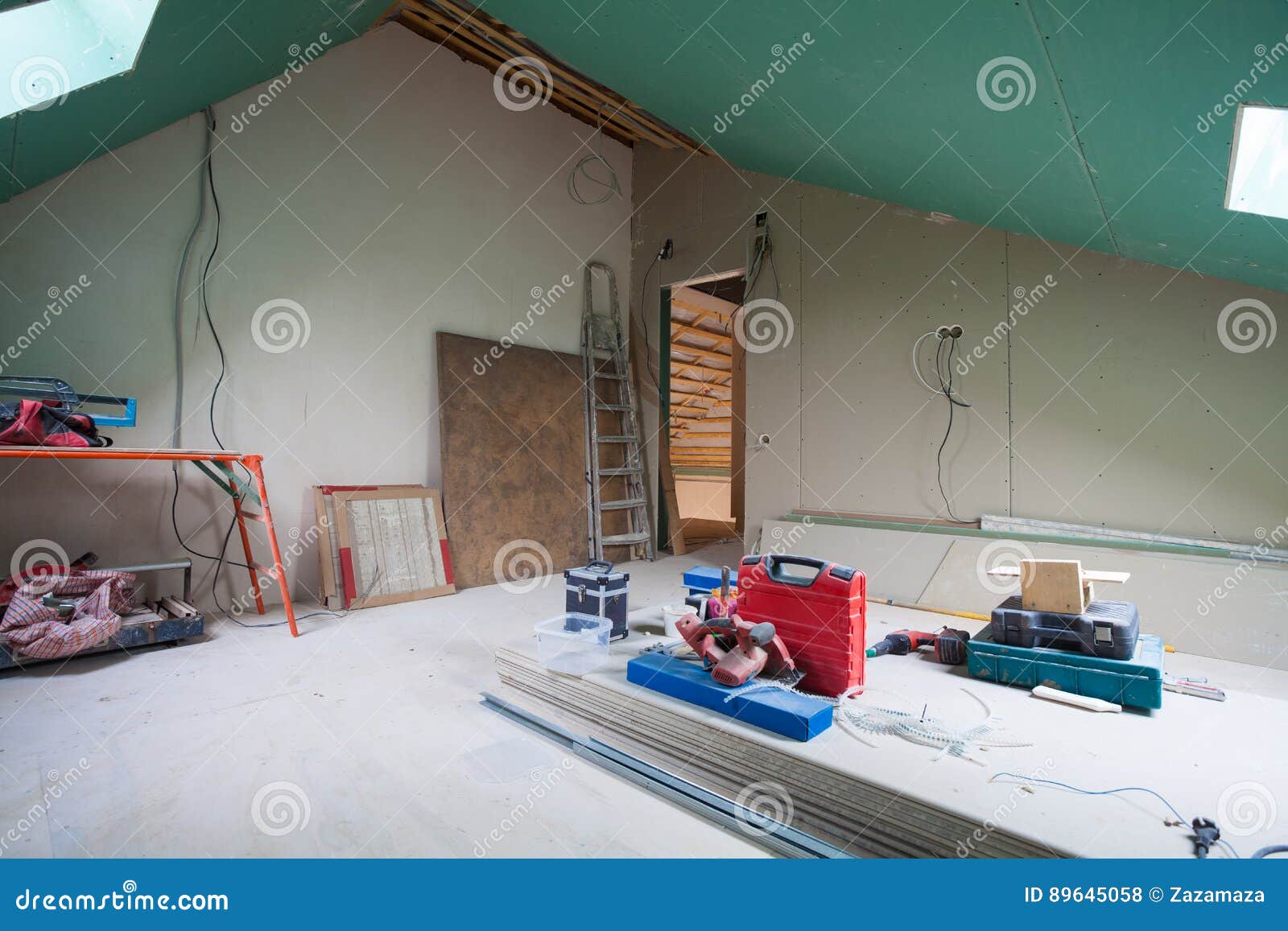 Sheets of Drywall, Parts of Scaffolding, Handle Tools and Construction ...