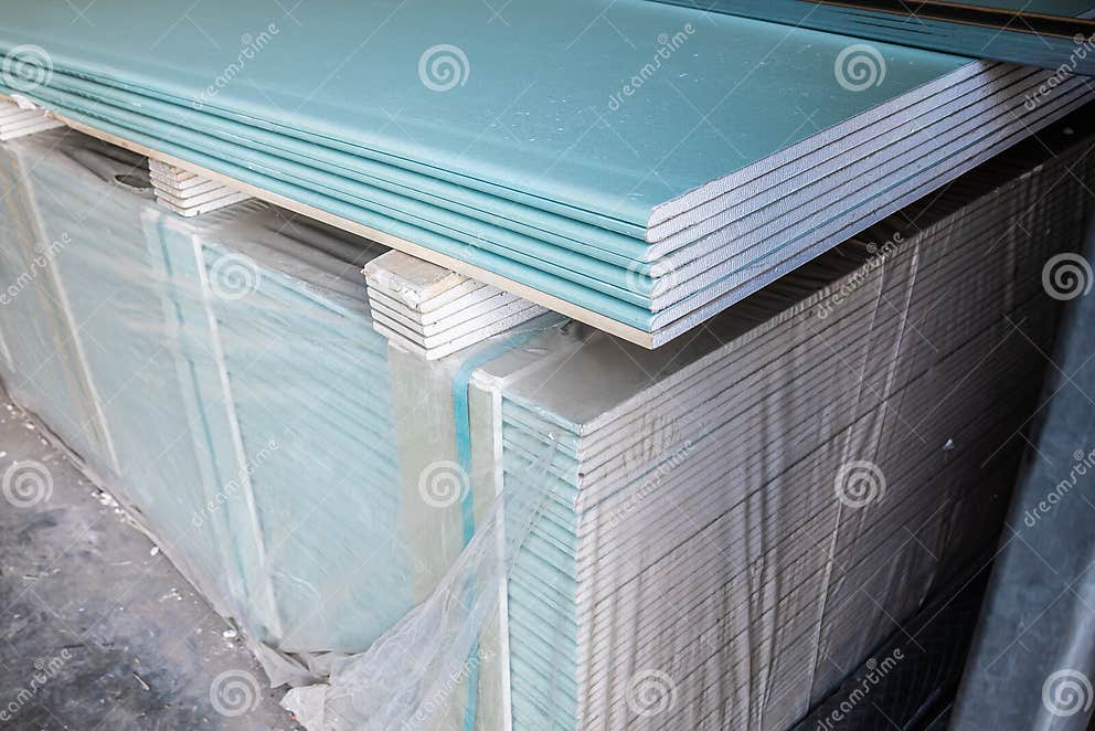 Sheets of Drywall in a Stack in the Warehouse Stock Photo - Image of ...