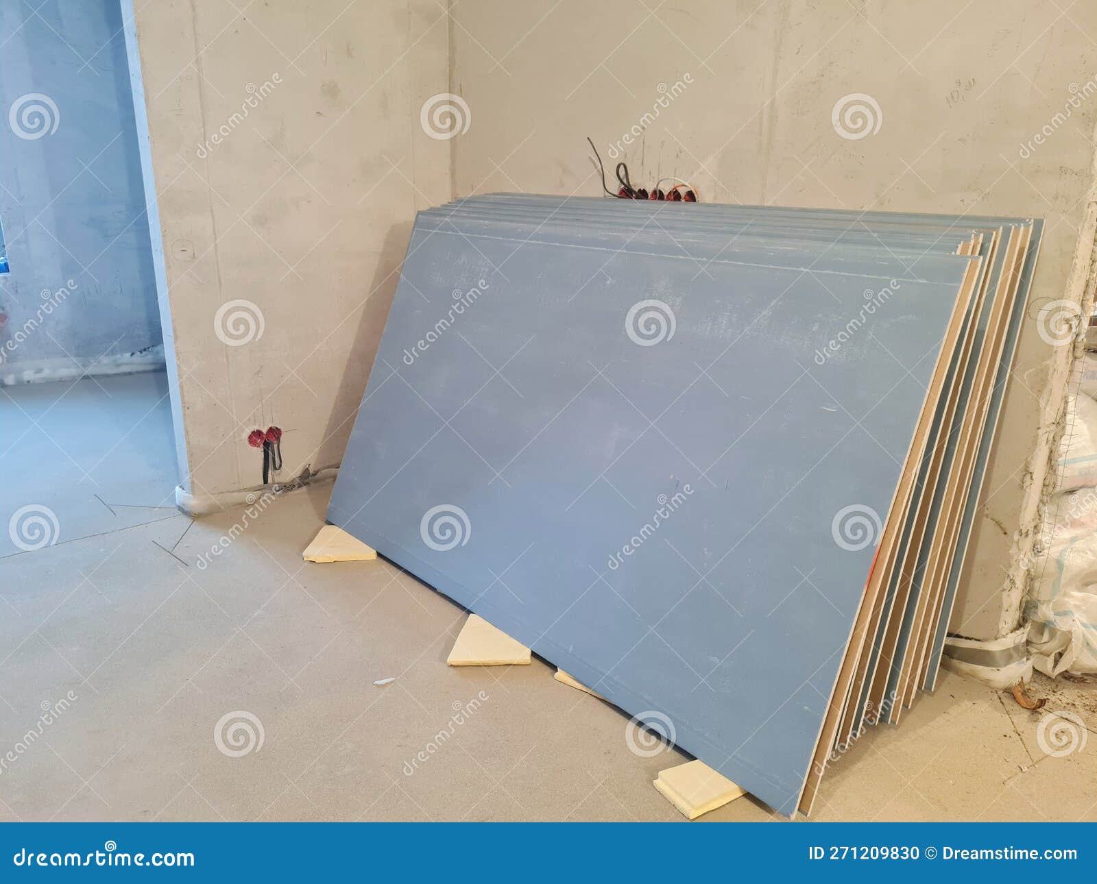 Sheets of Gray Drywall during Renovation Stock Photo - Image of cement ...
