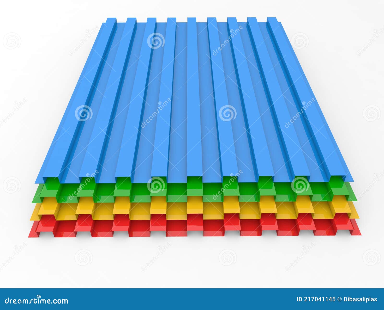 Sheets of Metal Roofing Profile on a White Background Stock ...