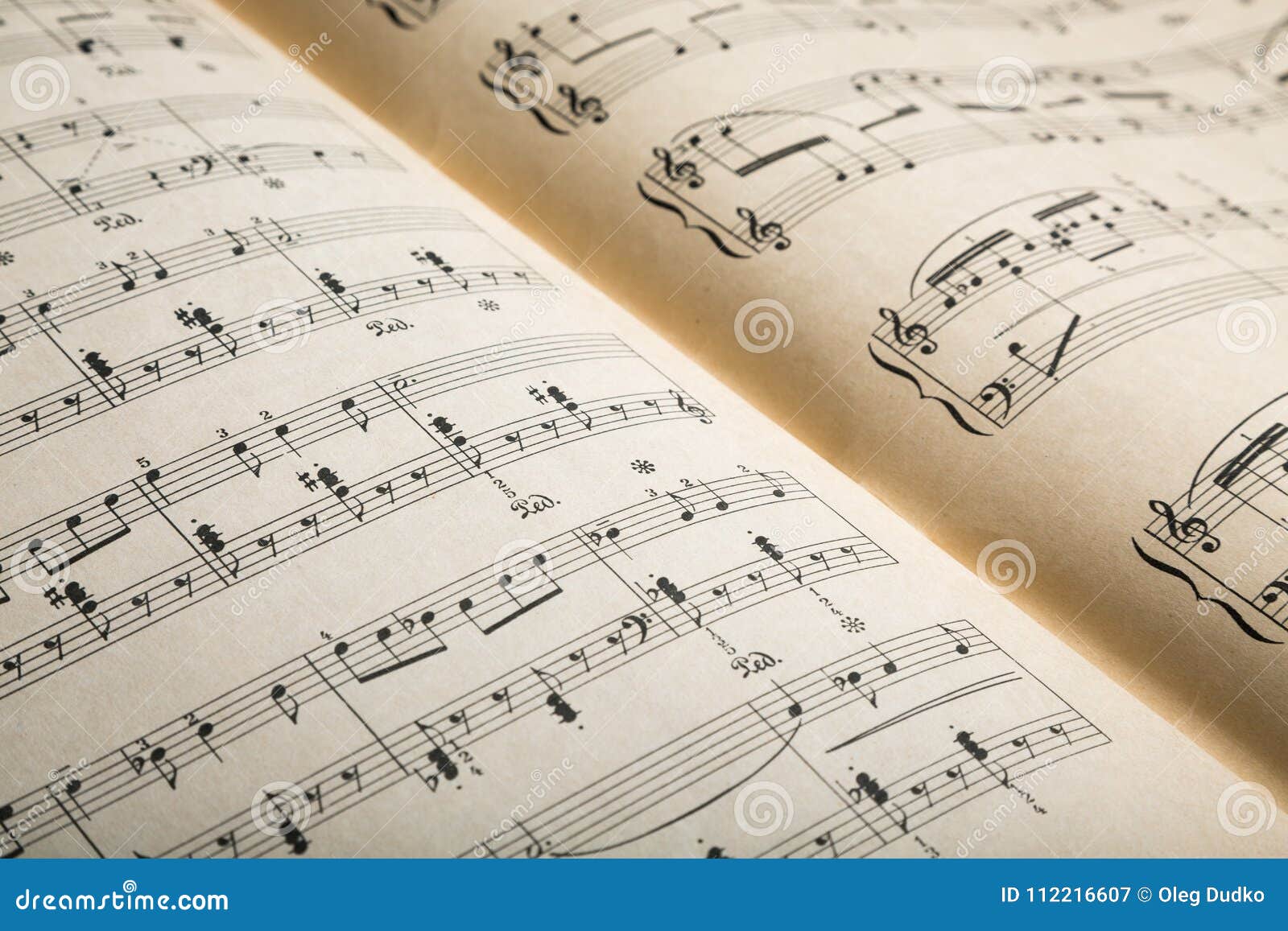 Sheets with Music Notes, Close-up View Stock Image - Image of element ...