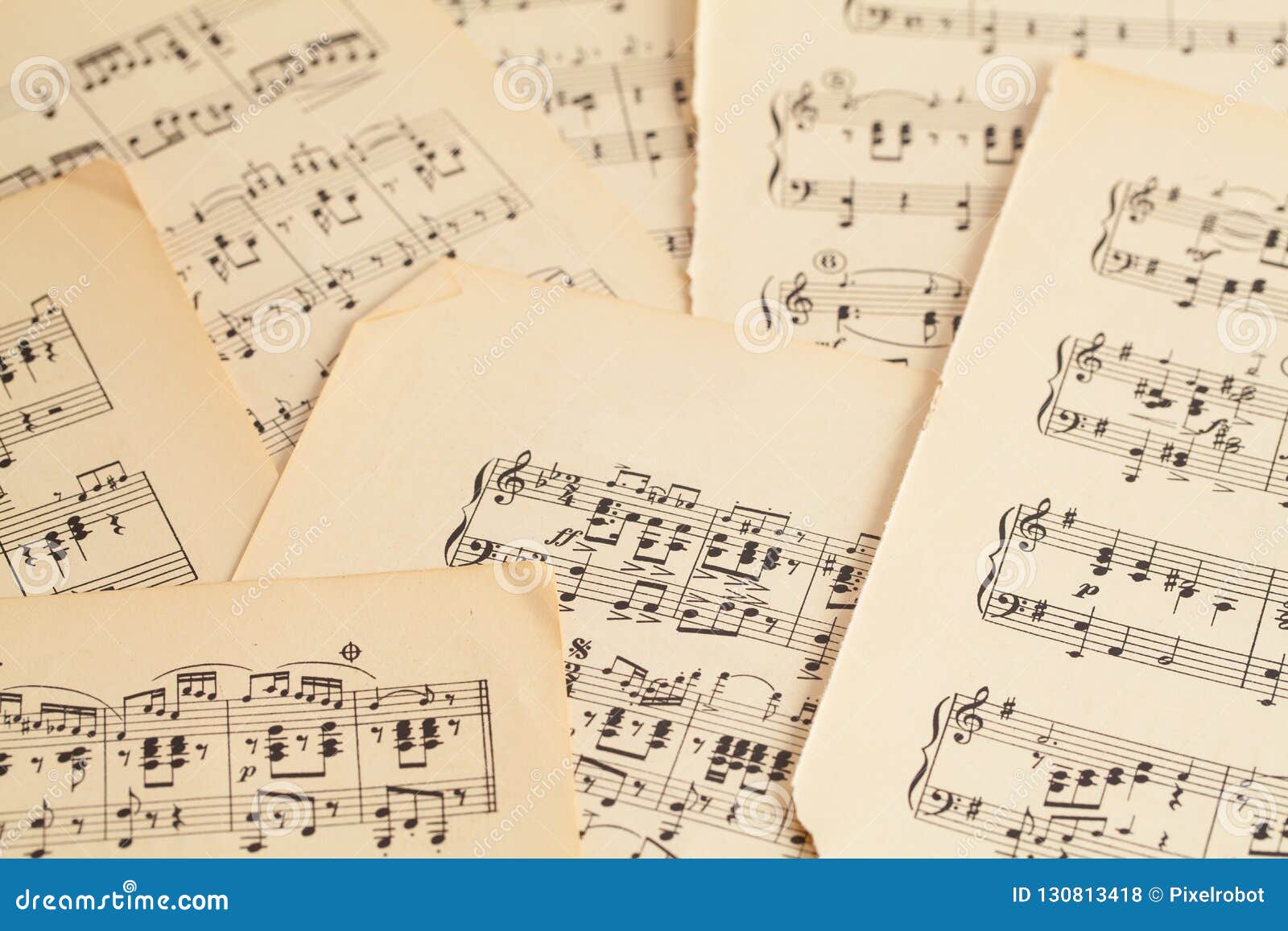 Sheets of Music stock photo. Image of close, note, pile - 130813418