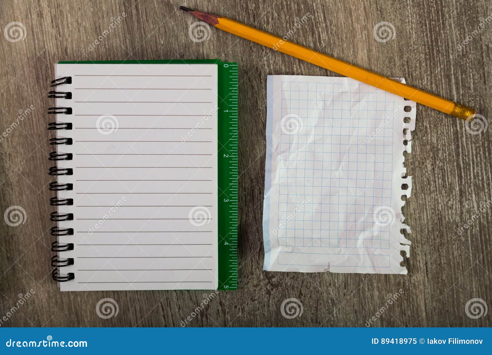 Sheets with Notebooks and Writing Utensils Stock Image - Image of ...