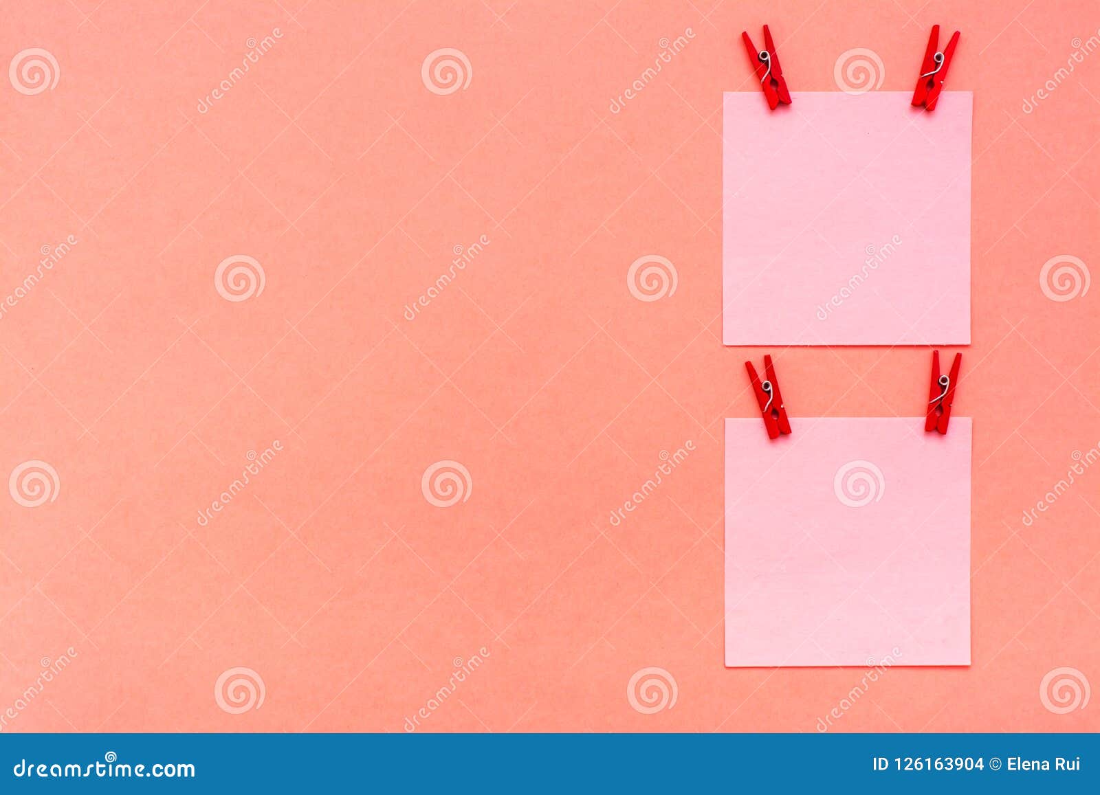 Sheets for Notes with Clips on a Red Background Stock Photo - Image of ...