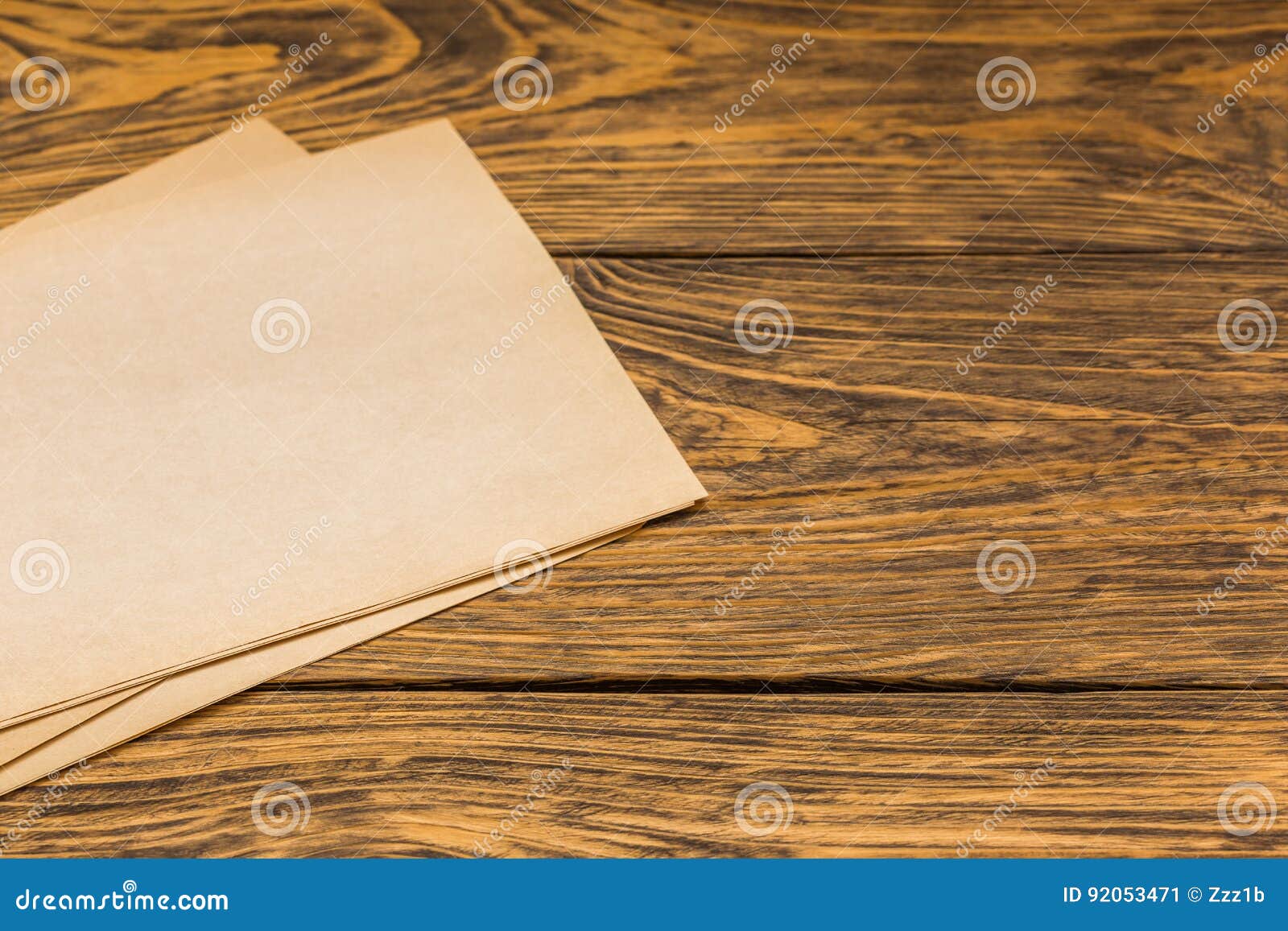 Sheets of Old Paper on Table Stock Image - Image of blank, grungy: 92053471